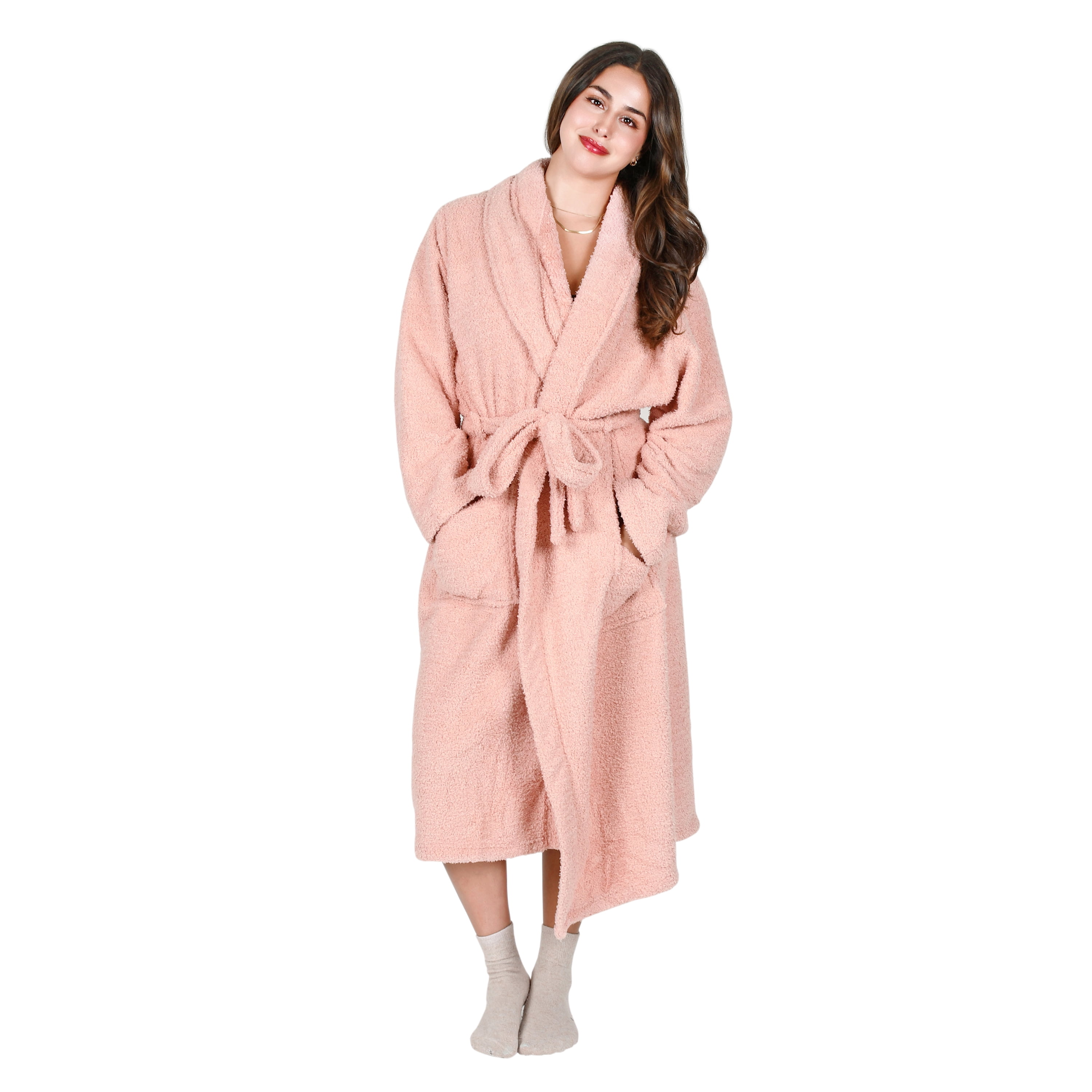 Tirrinia Women's Plush Soft Robe, Fluffy, Warm, and Fleece Sherpa ...