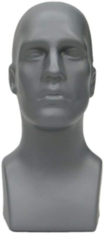 Tirrito 16" Tall Adult Male Plastic Gray Mannequin Head Display #M-GY ...