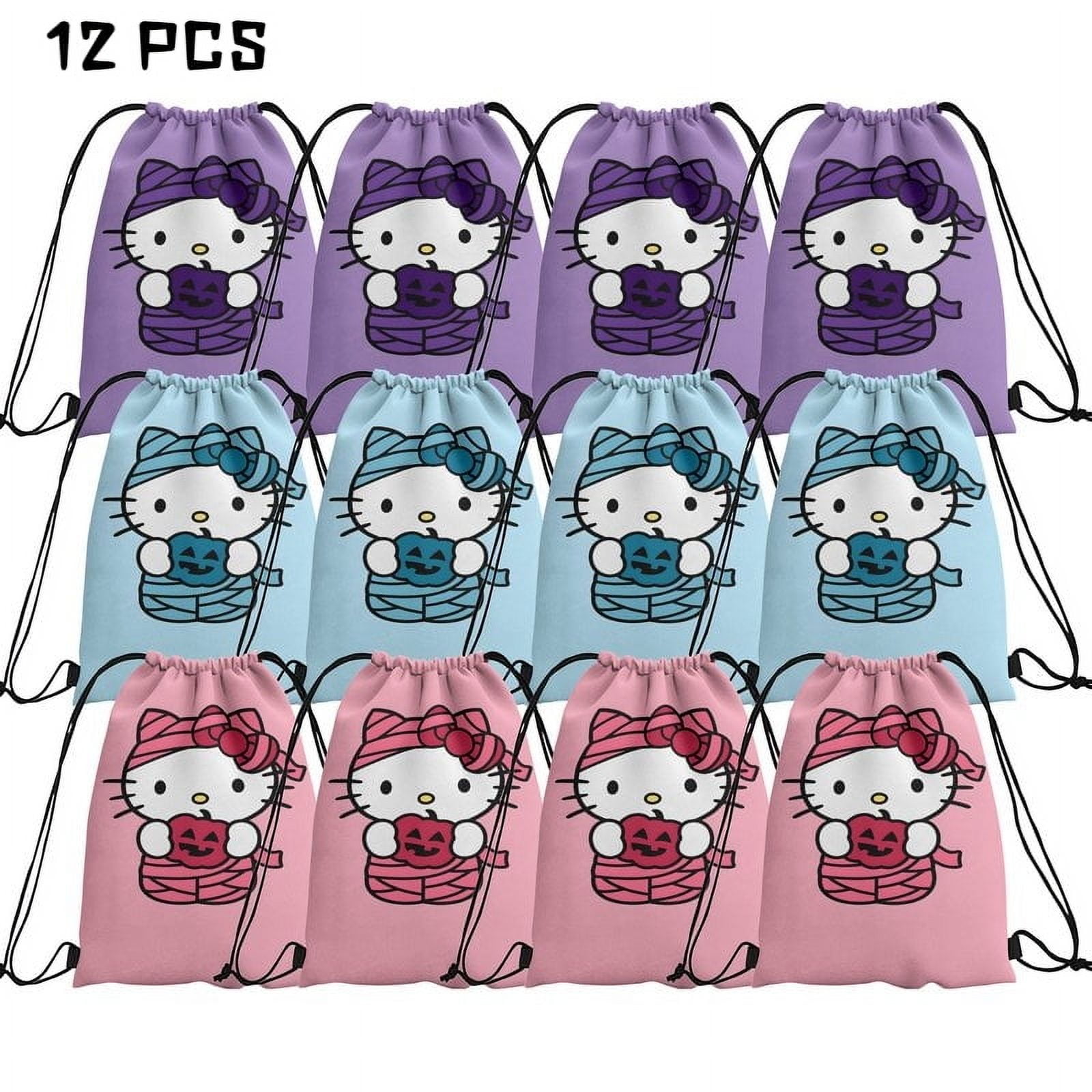 Tiruiarec 12 Packs Hello Kitty Candy Drawstring Bag Drawstring Goodie Favor Bags for Boys and ...
