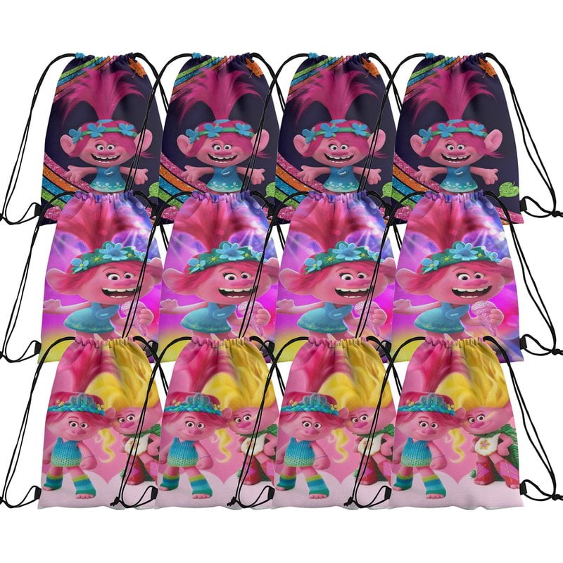 Tiruiarec 12 Packs Trolls Cartoon Candy Drawstring Bag Drawstring ...
