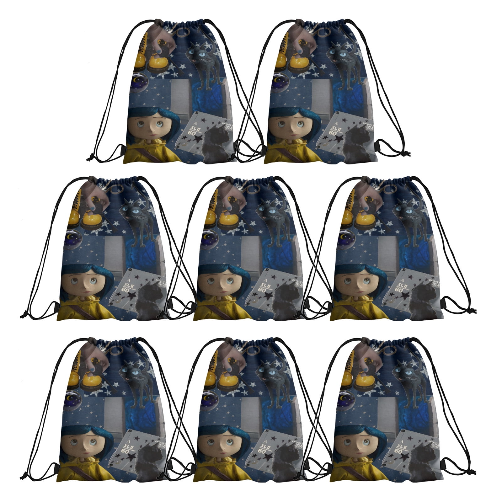 Tiruiarec 8 Packs Coraline Candy Drawstring Bag Cartoon Drawstring ...