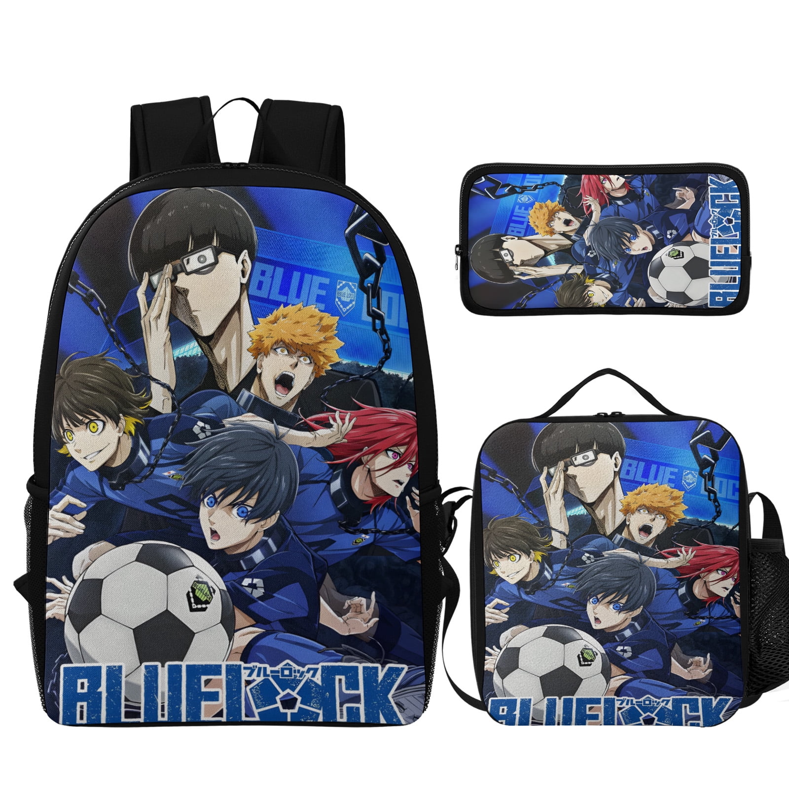 Tiruiarec Anime Cartoon Blue lock Backpack, 3Pcs Cartoon Backpack Cute ...