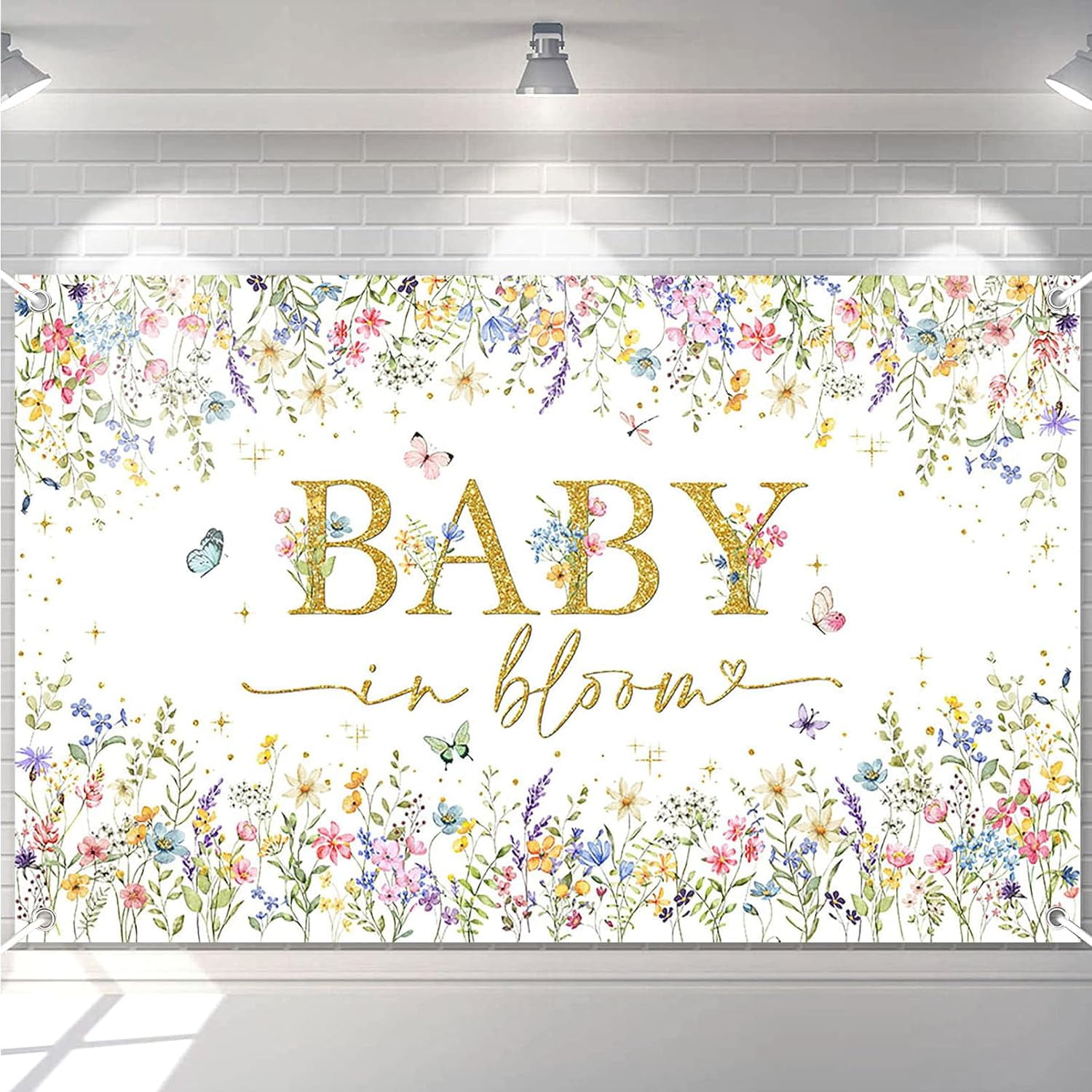 Tiruiarec Baby in Bloom Backdrop Wildflower Baby Shower Party Decorations Watercolor Floral Baby ...