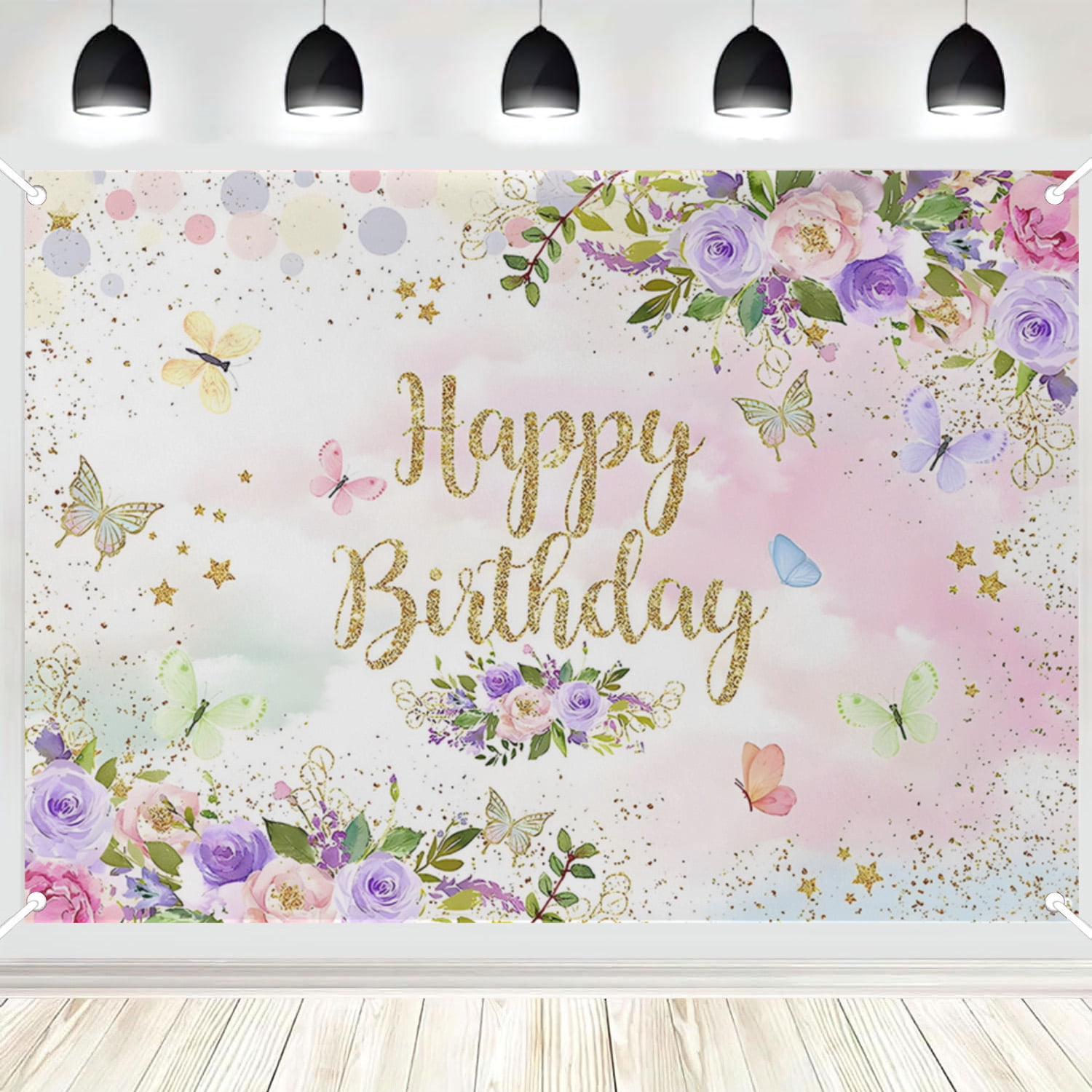 Tiruiarec Background Birthday Party Decorations,Butterfly Theme Happy ...