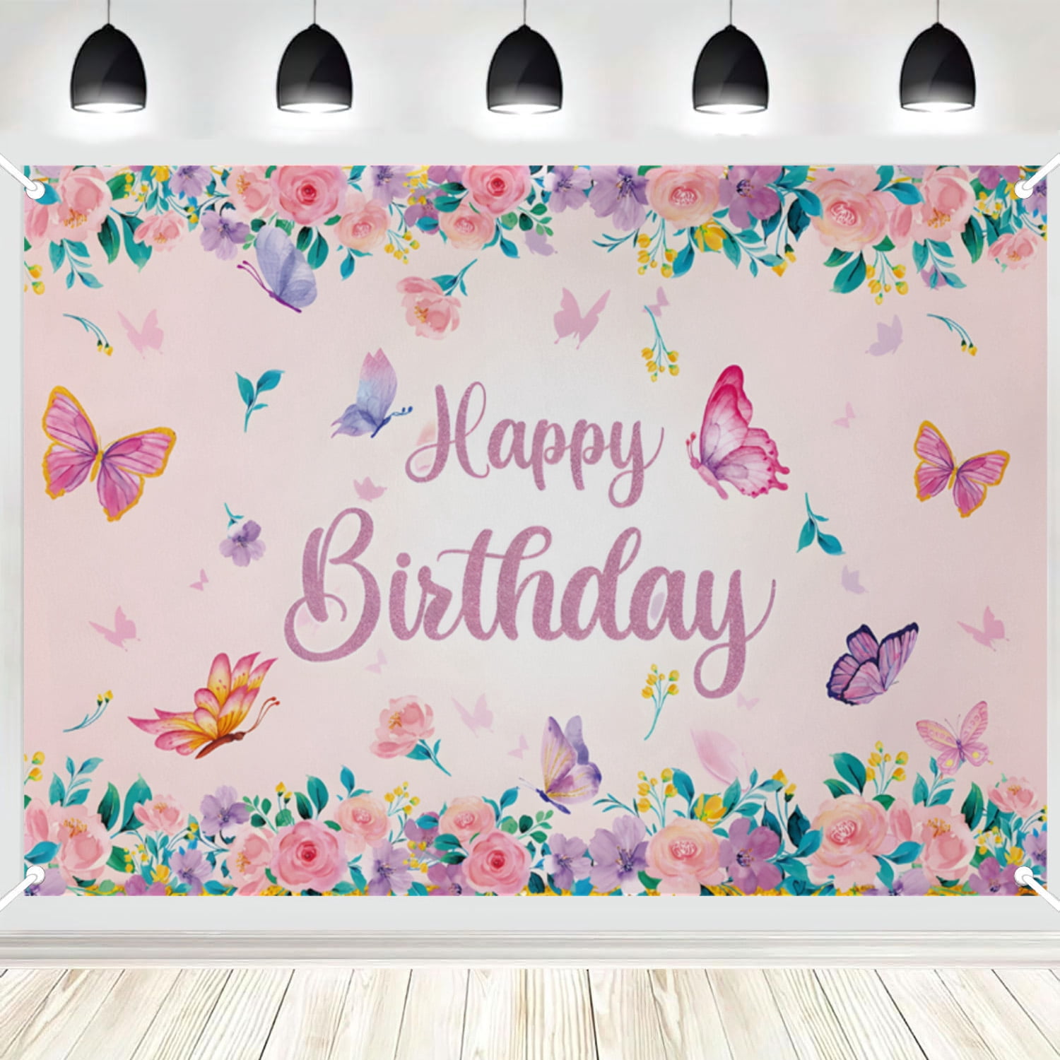 Tiruiarec Background Birthday Party Decorations,Butterfly Theme Happy ...