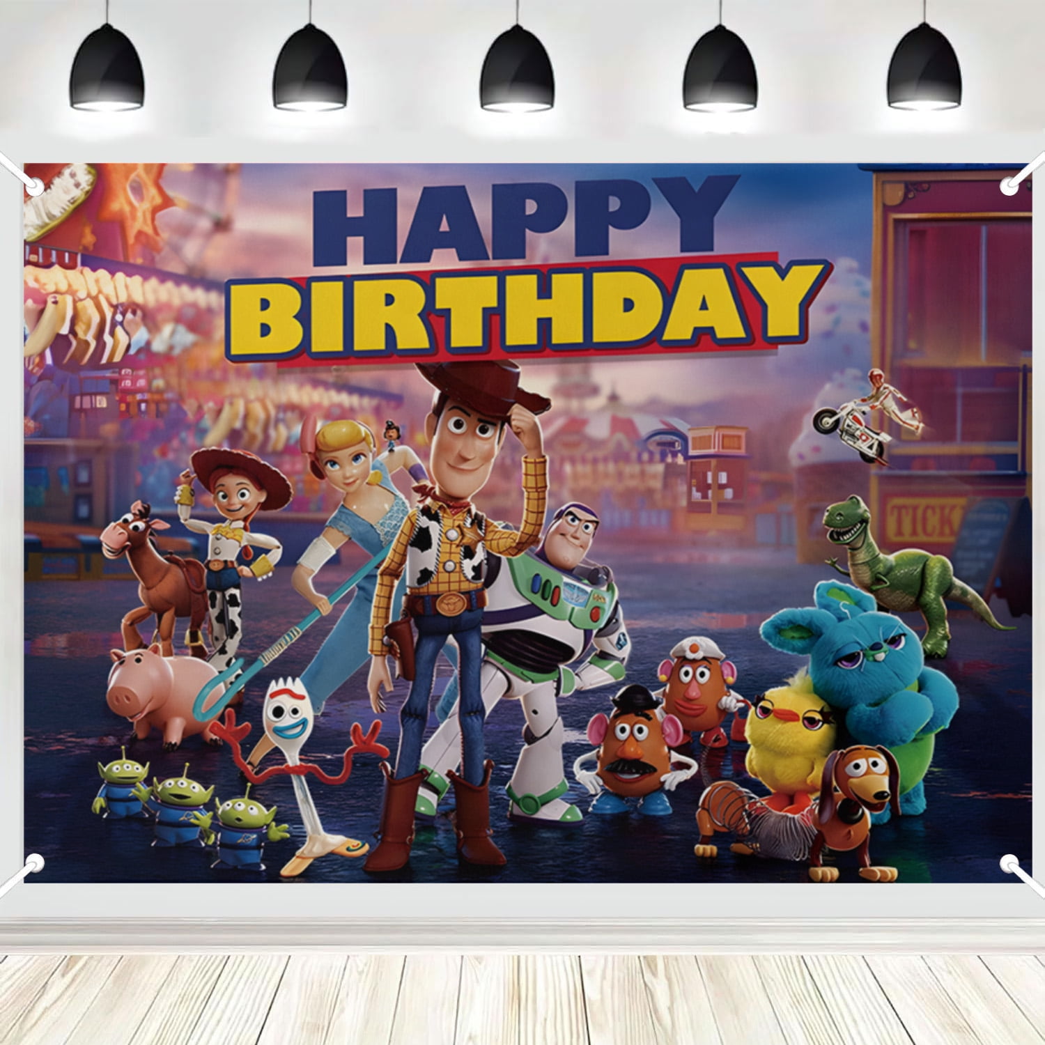 Tiruiarec Background Birthday Party Decorations, Cartoon Toy St-ory ...