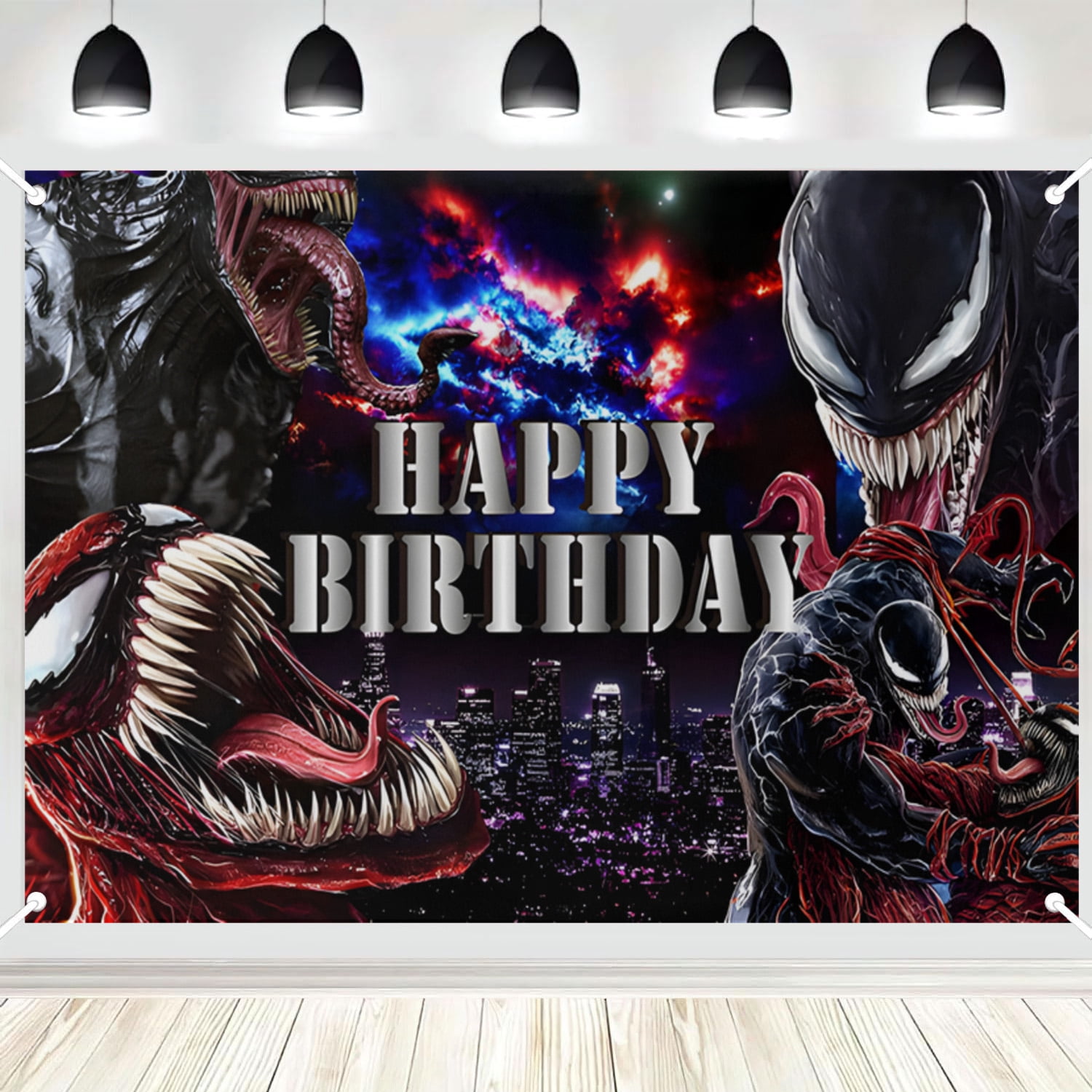 Tiruiarec Background Birthday Party Decorations, Cartoon Venom Happy ...