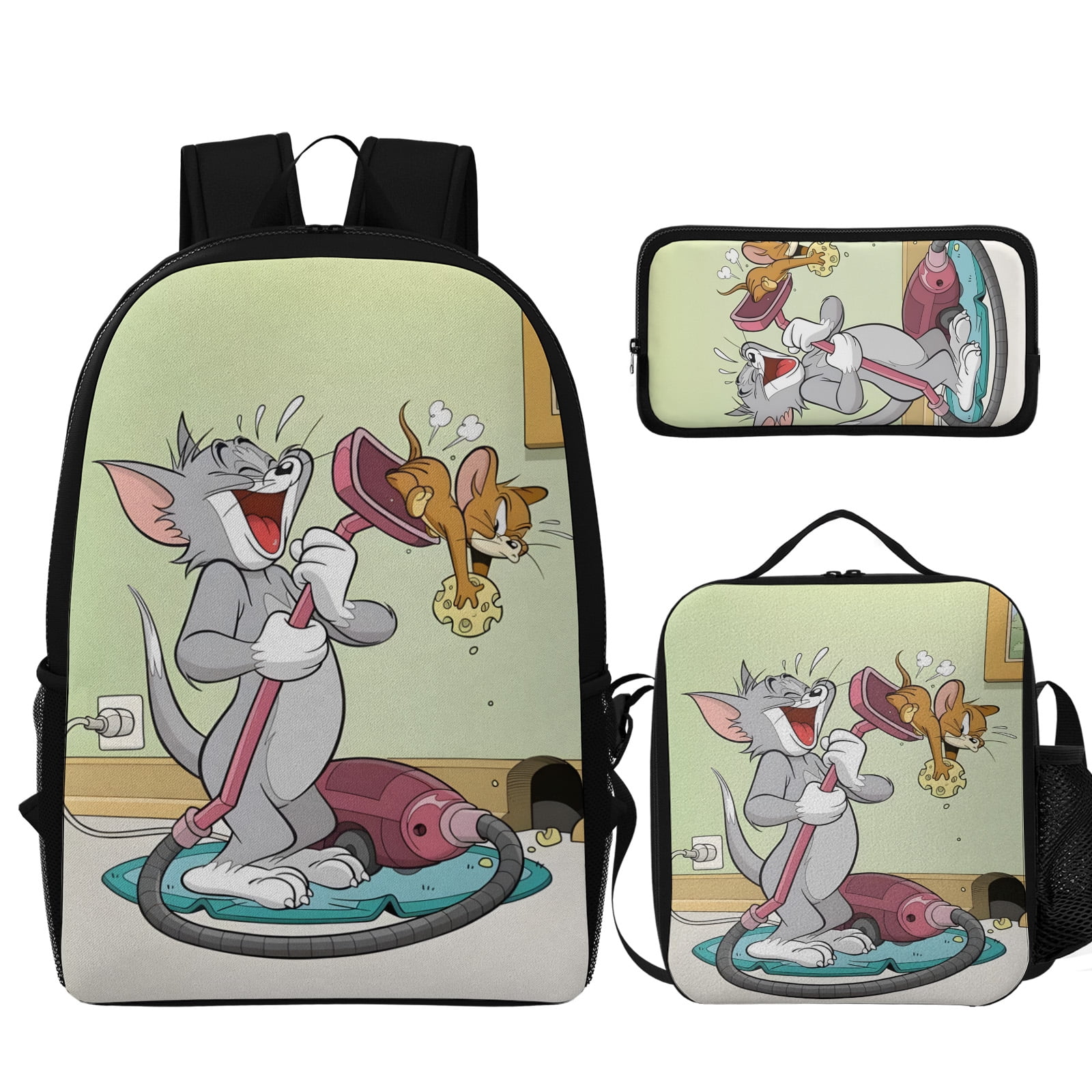 Tiruiarec Cartoon Tom Jerry Backpack, 3Pcs Cartoon Backpack Cute ...