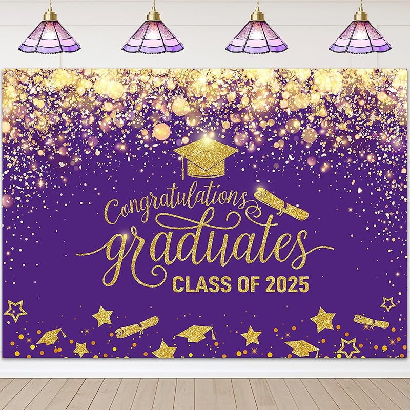 Tiruiarec Graduation Backdrop Blue and Gold Class of 2025 Backdrops ...