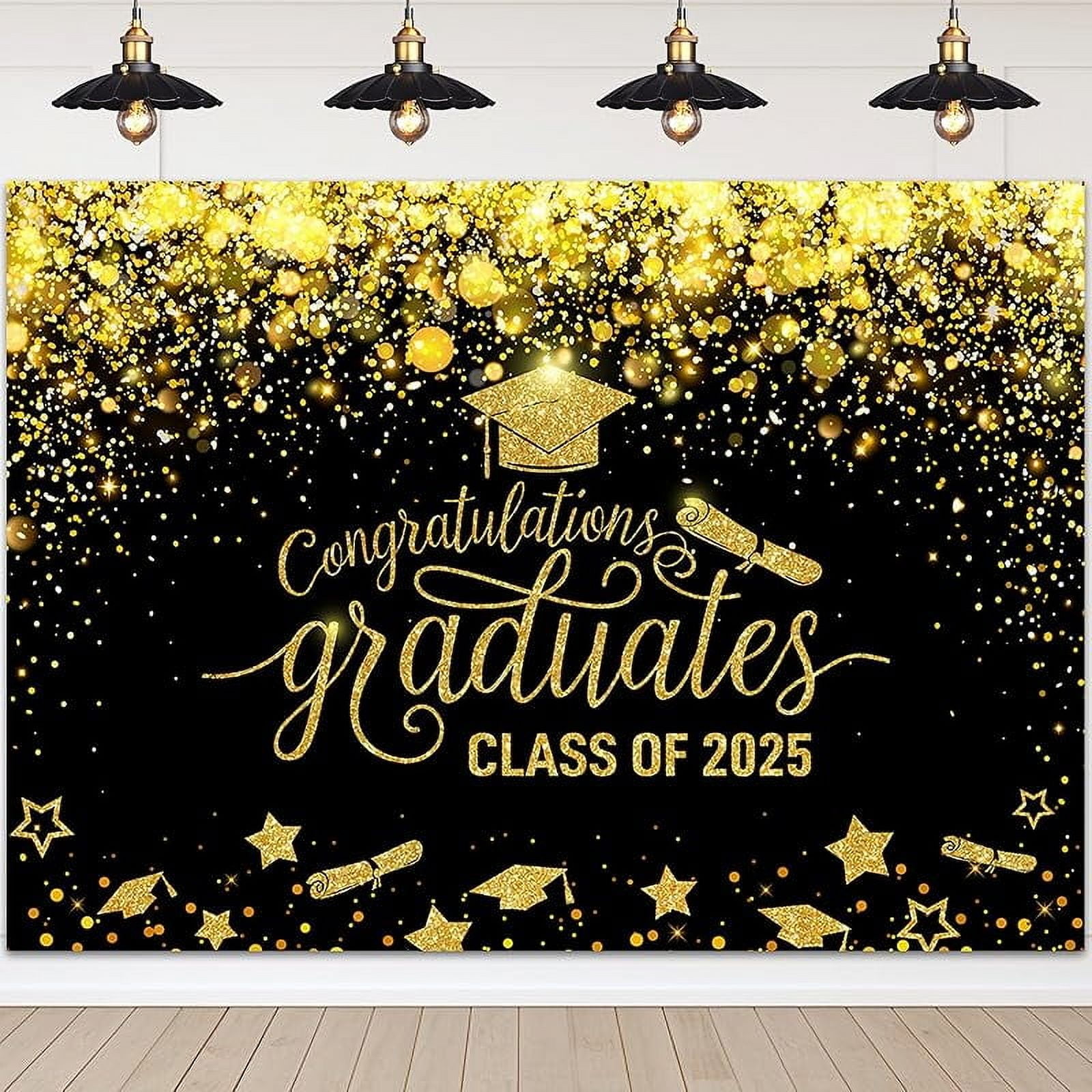 Tiruiarec Graduation Backdrop Blue and Gold Class of 2025 Backdrops ...