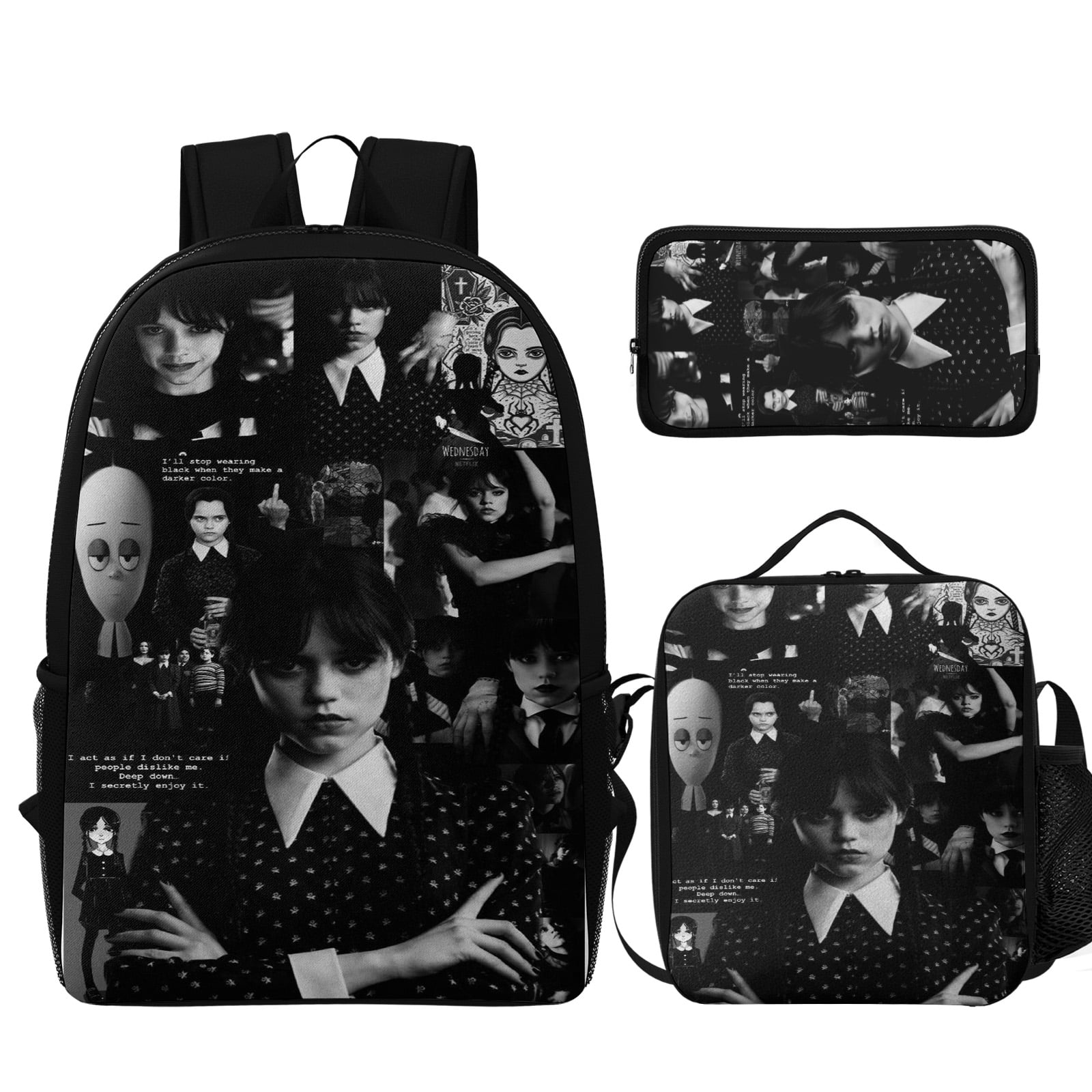 Tiruiarec Movie Wednesday Themed Backpack, 3Pcs Cartoon Backpack Cute ...