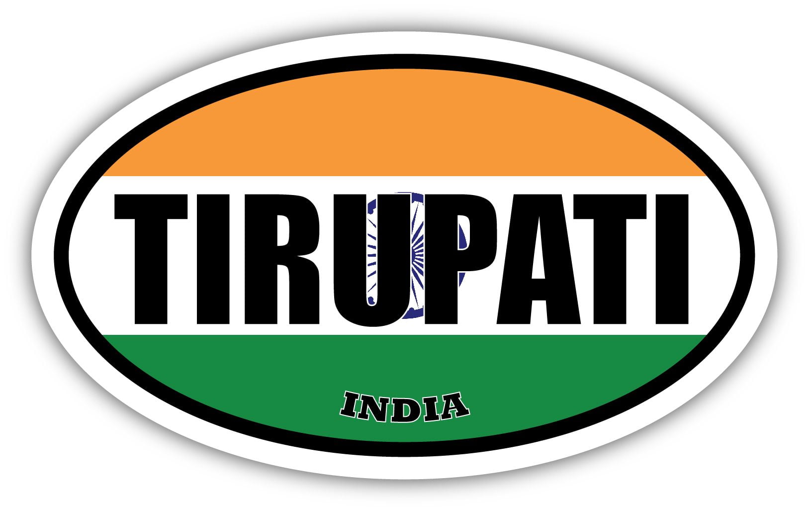 Tirupati India Flag Oval Decal Vinyl Bumper Sticker 3x5 inches ...