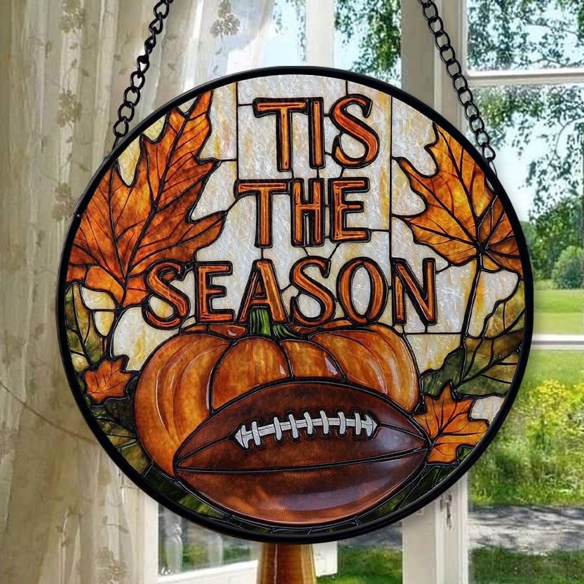 Tis the Season Stained Glass Suncatcher Football, Pumpkin & Autumn ...