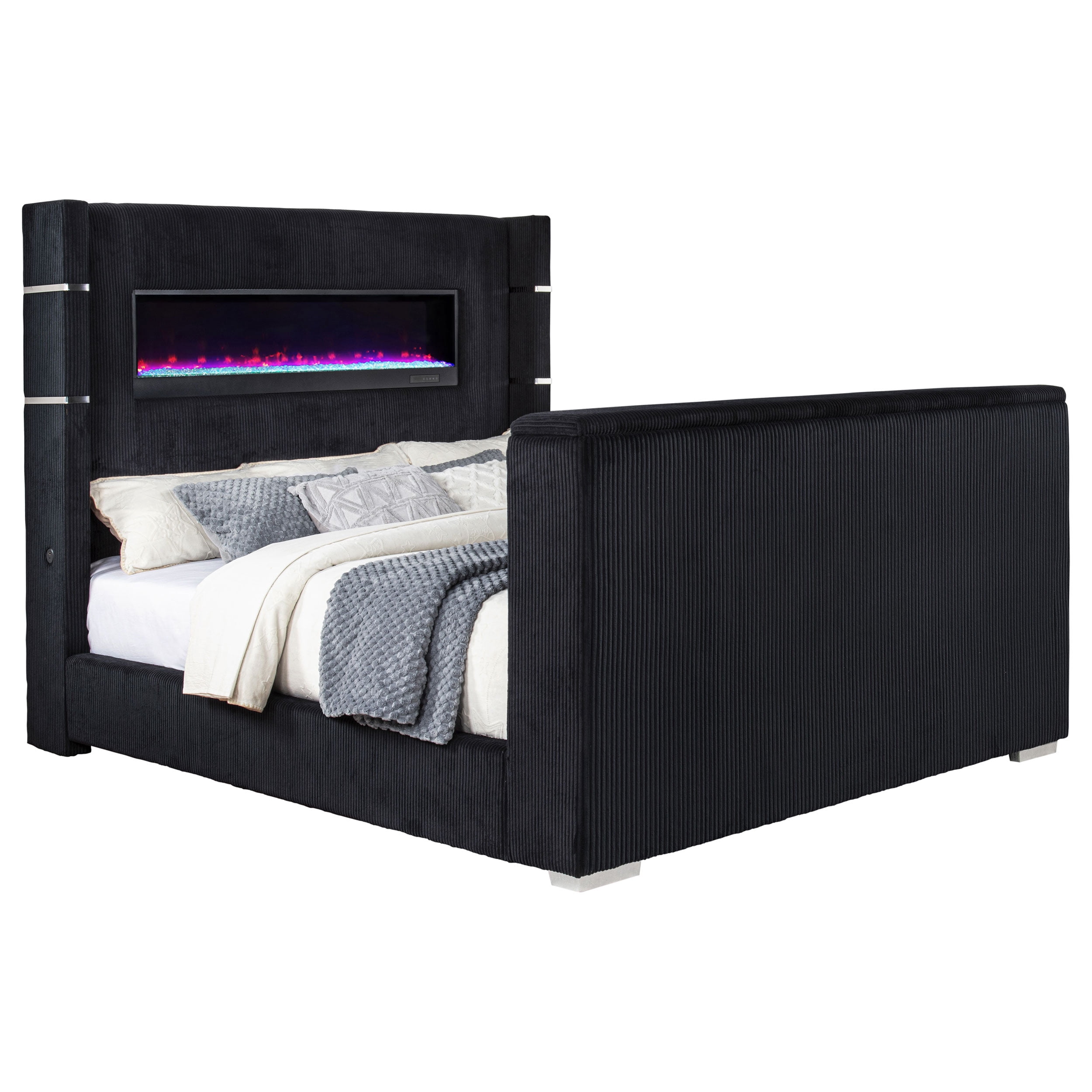 Tisdall California King Flame Visualizer TV Bed Black - Walmart.com