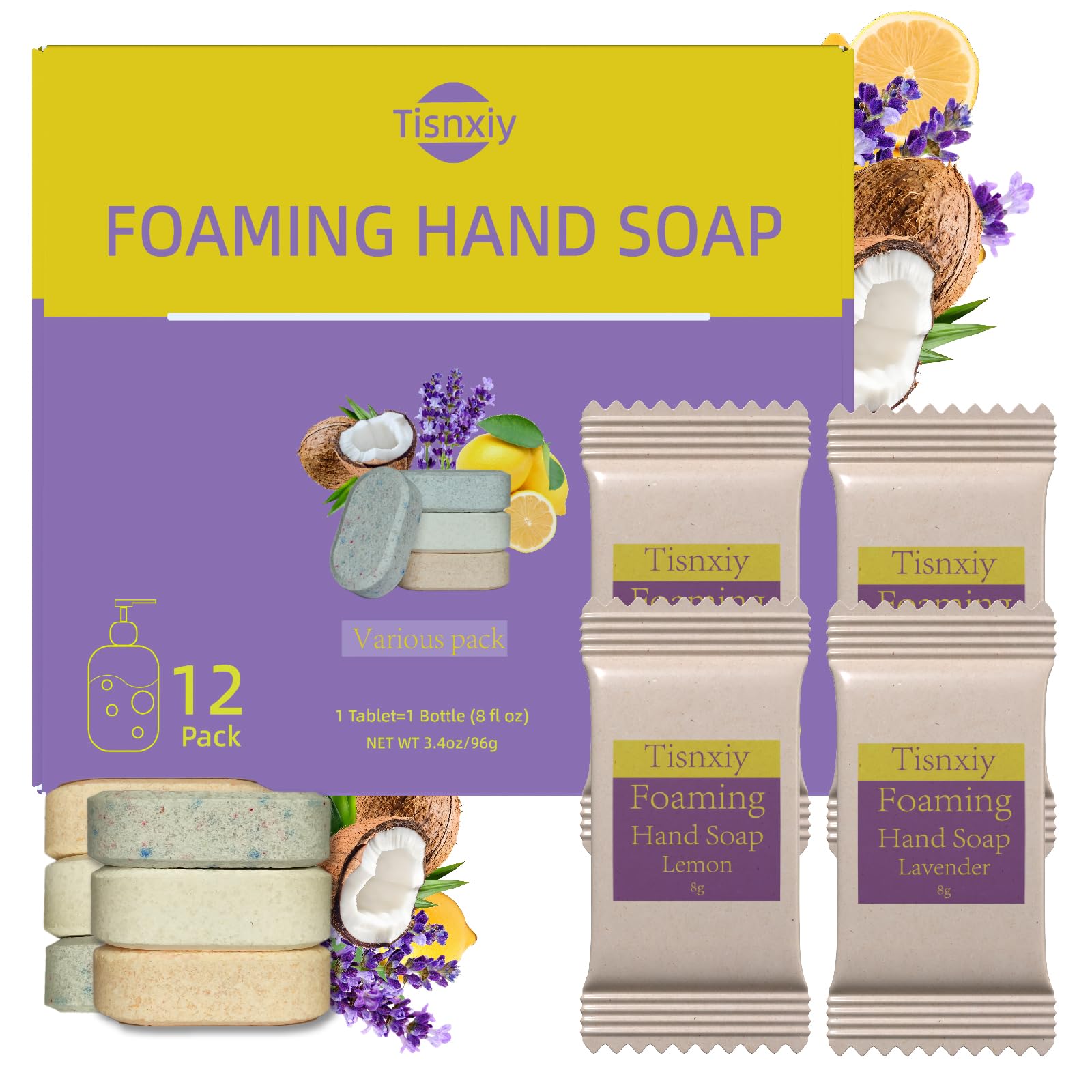 Tisnxiy Foaming Hand Soap IRF13 Tablet Refills - 12 Count- 96 fl oz ...
