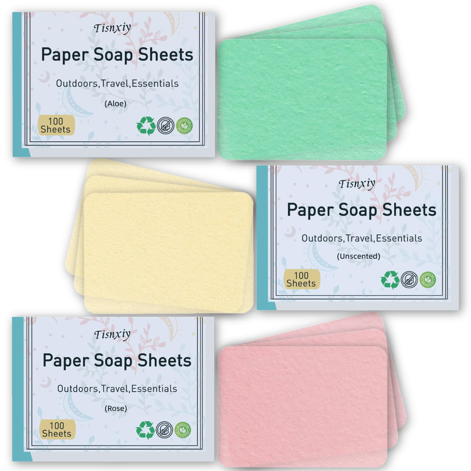 Tisnxiy Paper Soap Sheets VTF5 for Hand Washing - (300 Sheets) Portable ...