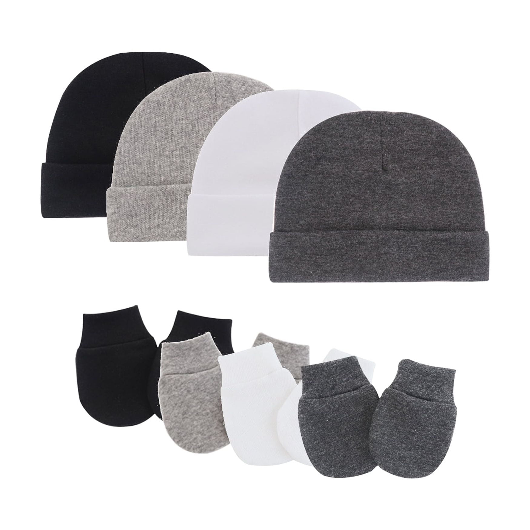 Tisoloow Baby Hats with Scratch Mittens Set Unisex Newborn Hospital ...