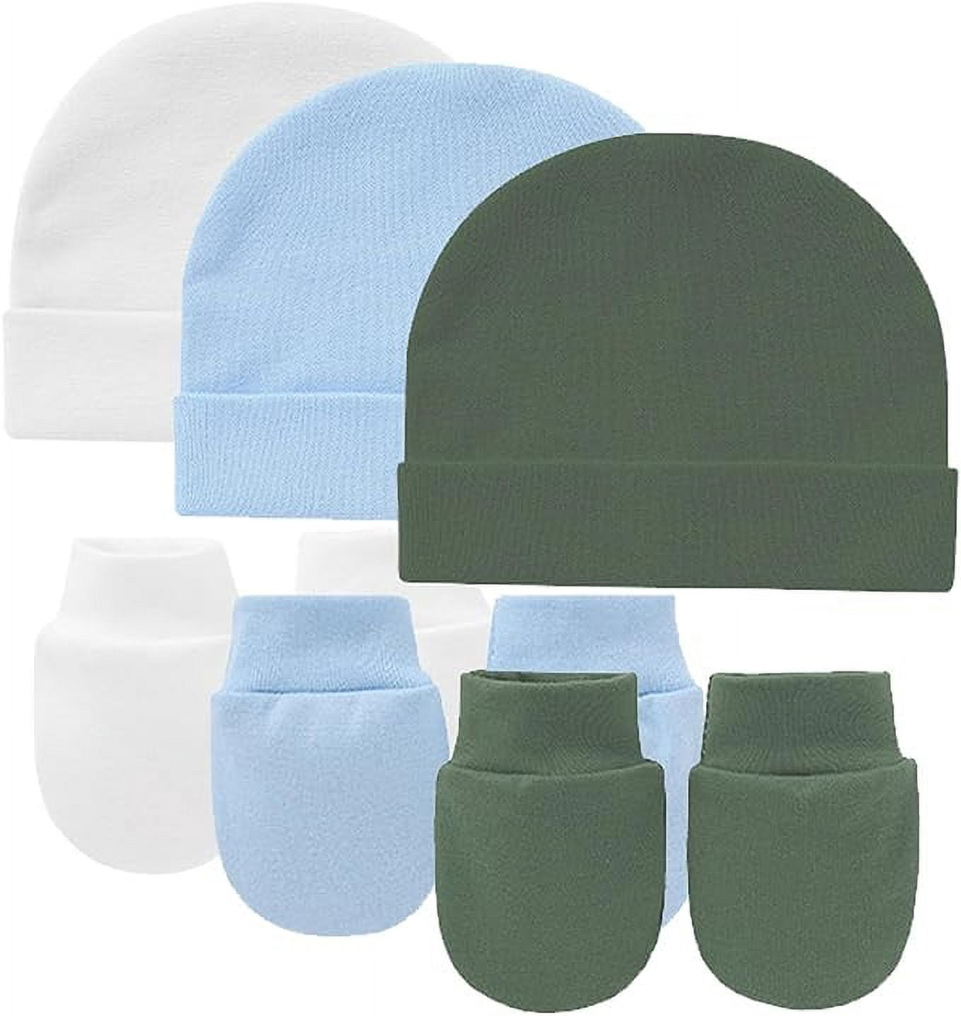 Tisoloow Baby Hats with Scratch Mittens Set Unisex Newborn Hospital ...