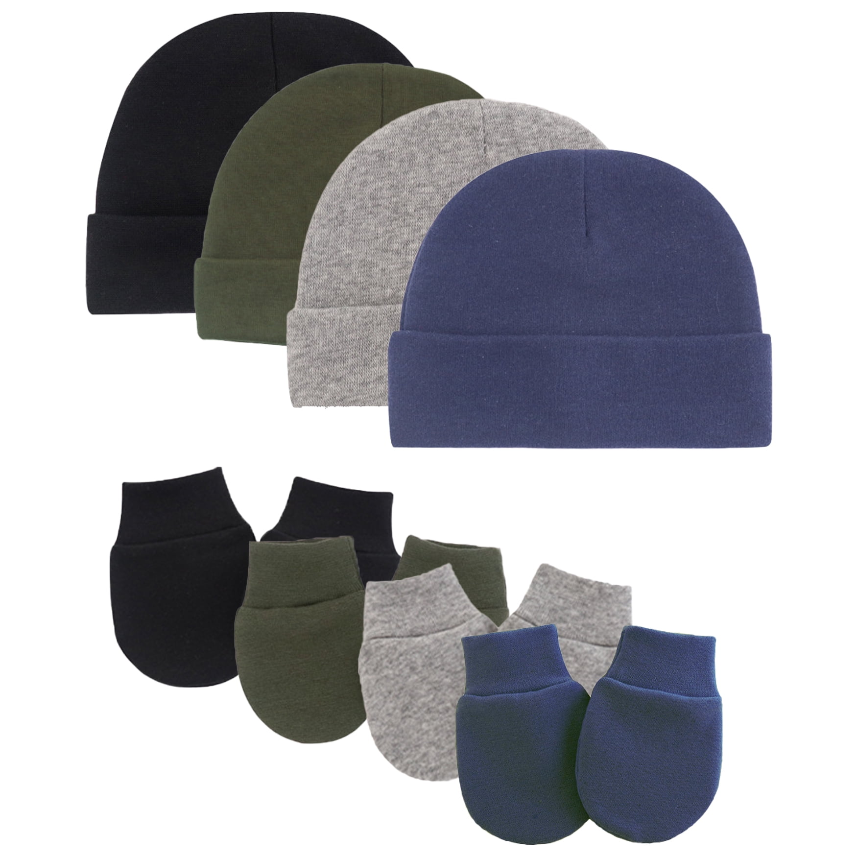 Tisoloow Baby Hats with Scratch Mittens Set Unisex Newborn Hospital ...