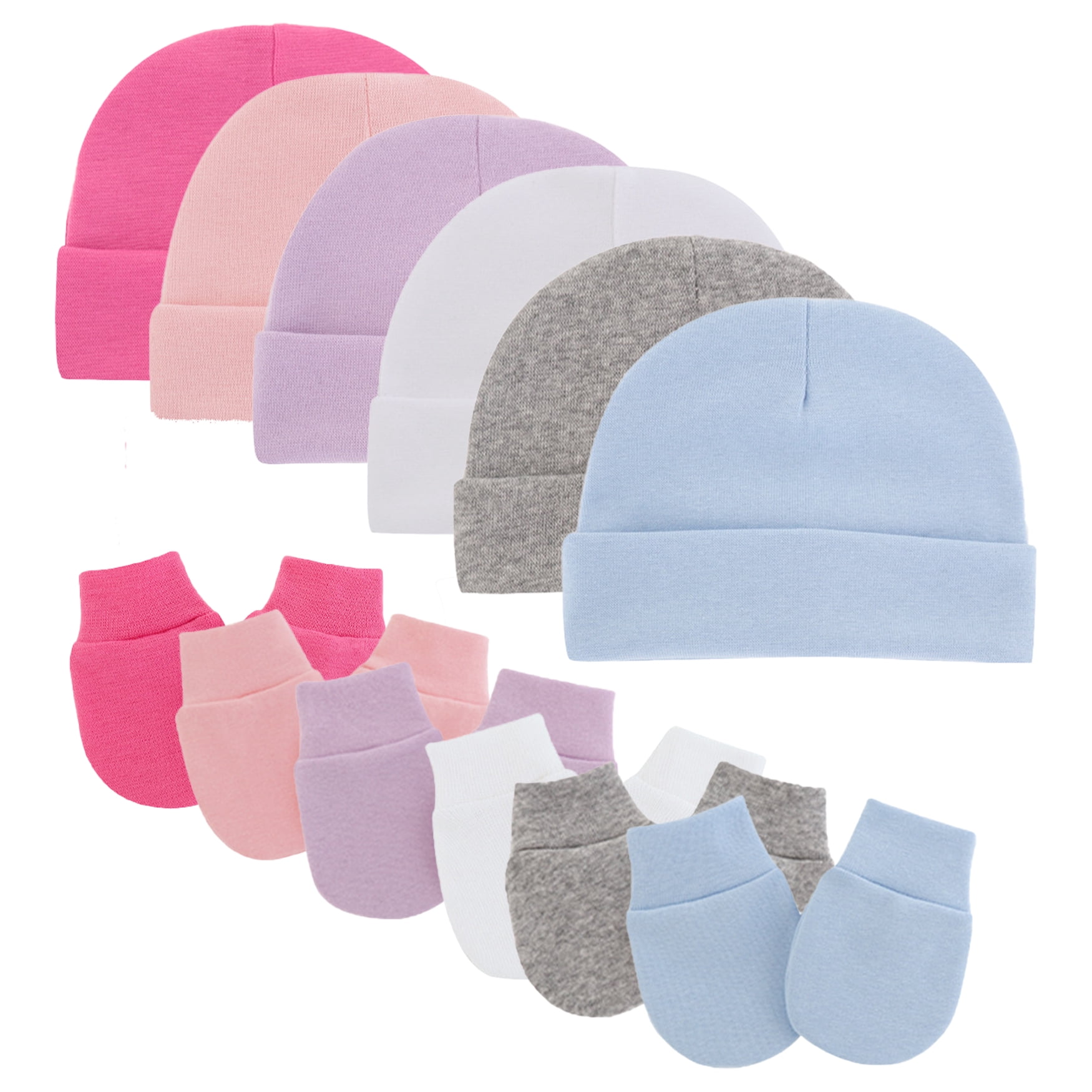 Tisoloow Baby Hats with Scratch Mittens Set Unisex Newborn Hospital ...