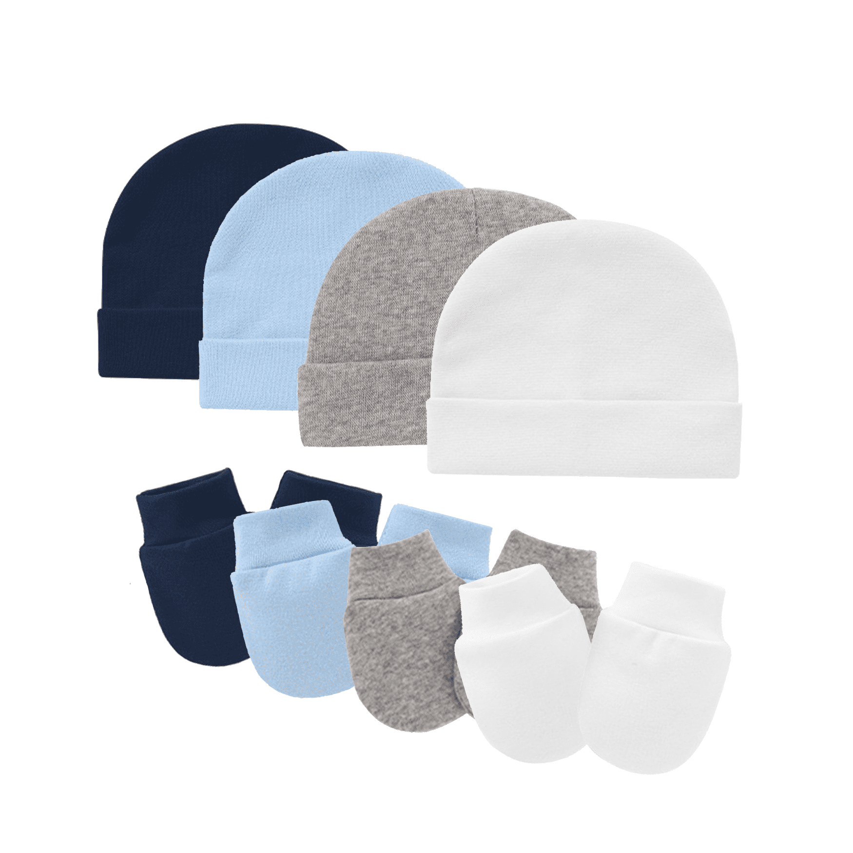 Tisoloow Unisex Newborn Hats & Mittens Set, Cotton Soft, Navy, Light ...