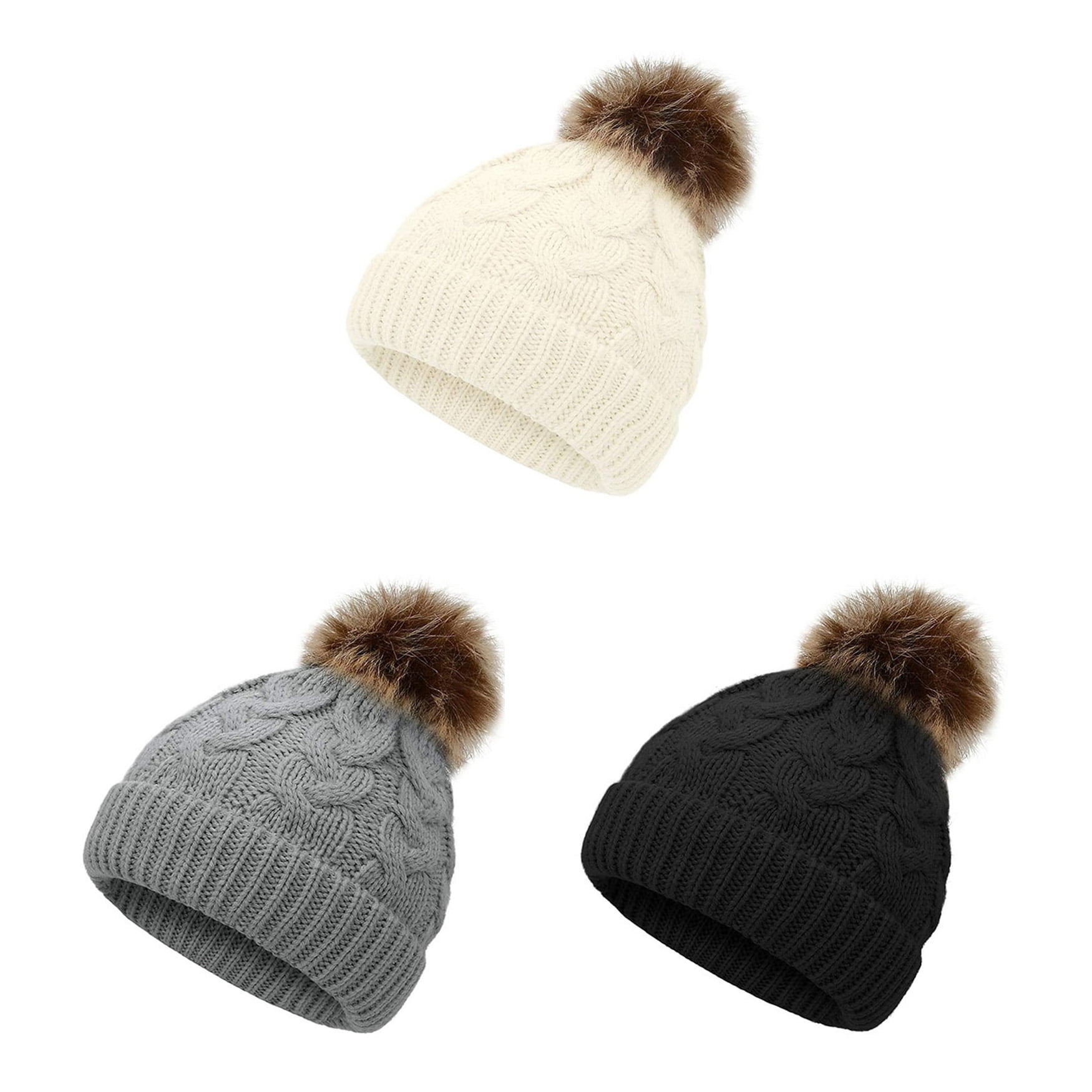 Tisoloow Baby Winter Hat Knit Warm Pom Pom Baby Beanie Hat Infant ...