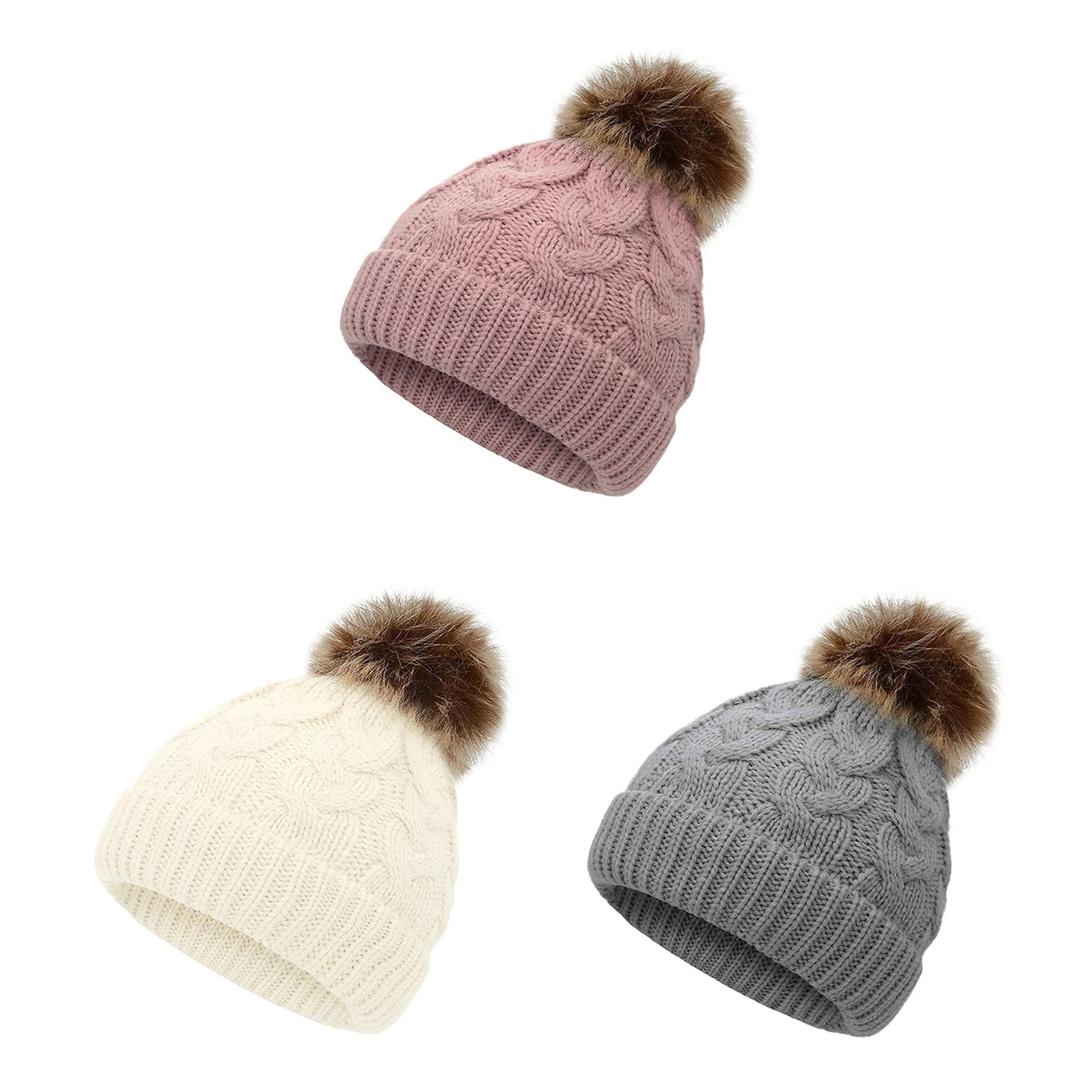 Tisoloow Baby Winter Hat Knit Warm Pom Pom Baby Beanie Hat Infant ...