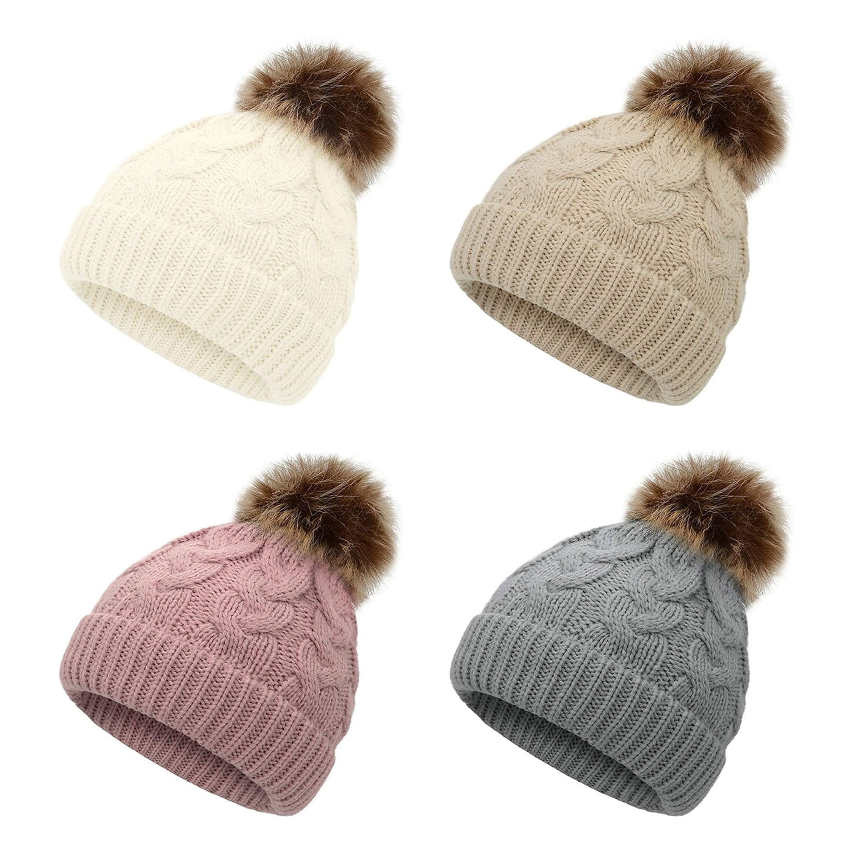 Tisoloow Baby Winter Hat Knit Warm Pom Pom Baby Beanie Hat Infant ...