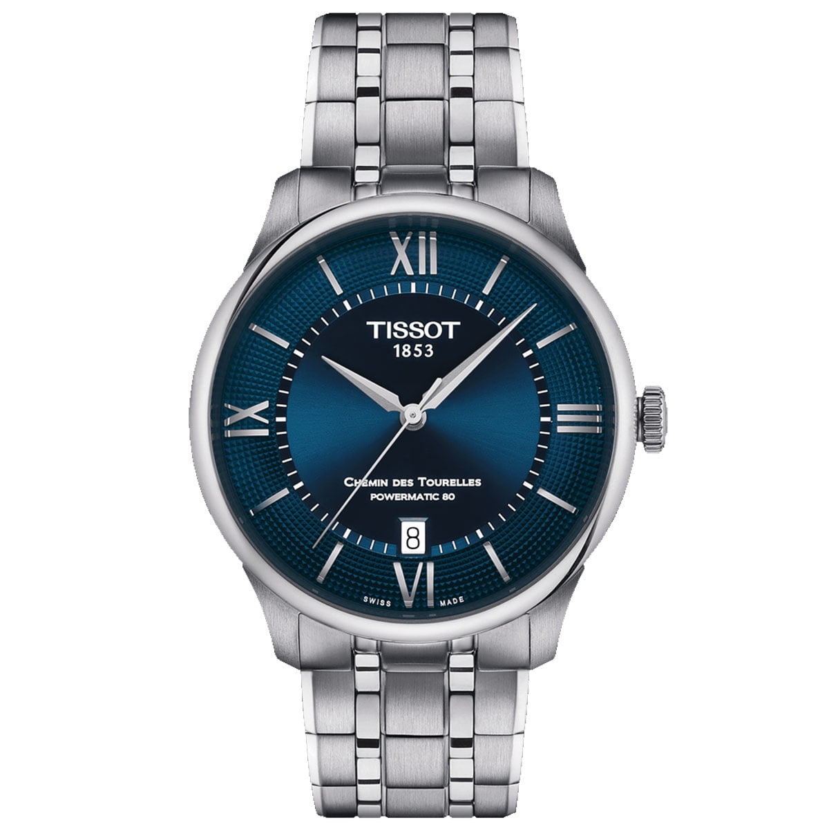 Tissot Men's T-Classic Chemin Des Tourelles Powermatic 80 Blue Dial ...
