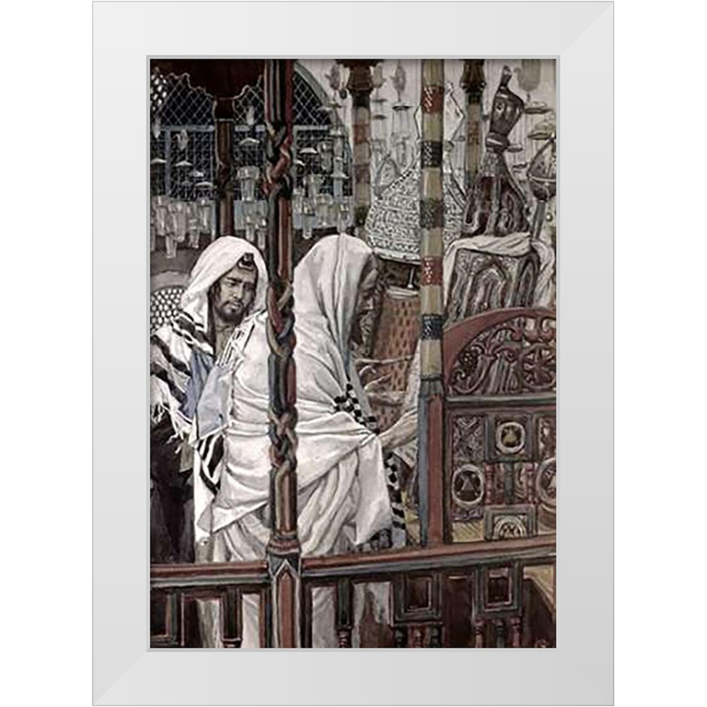 Tissot, James 23x32 White Modern Wood Framed Museum Art Print Titled - Jesus Teaching In The ...