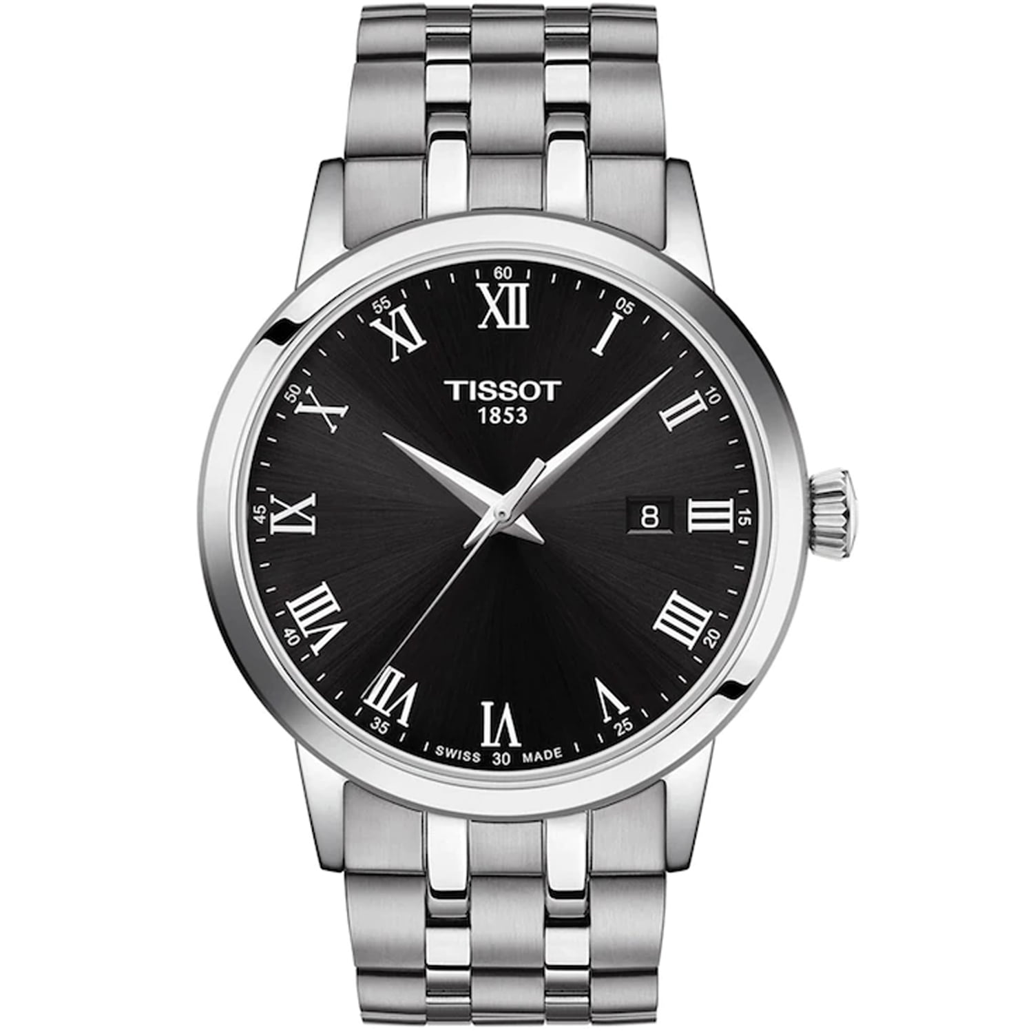 Tissot Men's Classic Quartz Watch, Black Dial, Stainless Steel, Water ...