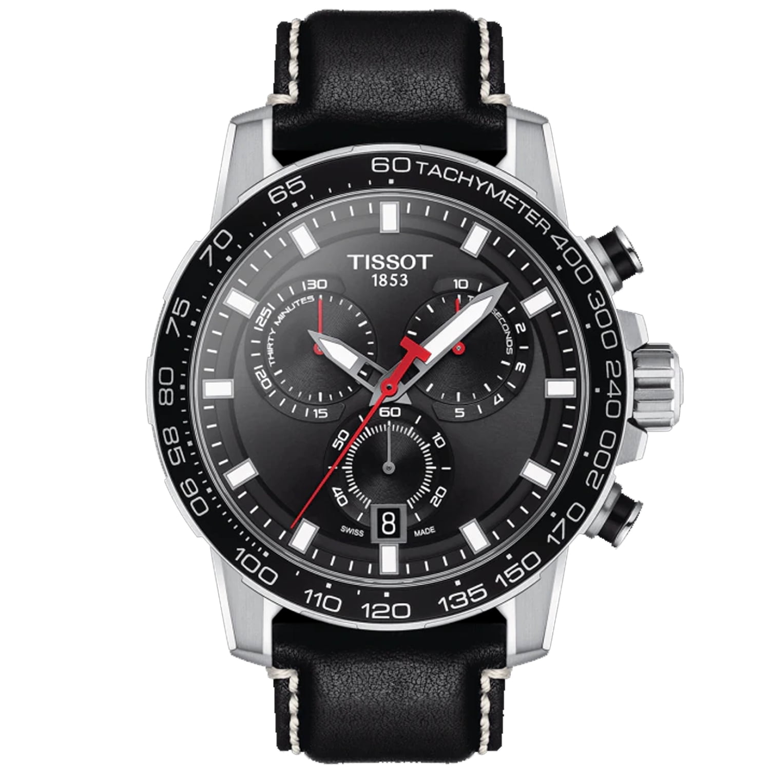 Tissot Supersport Men's Watch, Quartz, Black Dial, Leather Band, 100m ...
