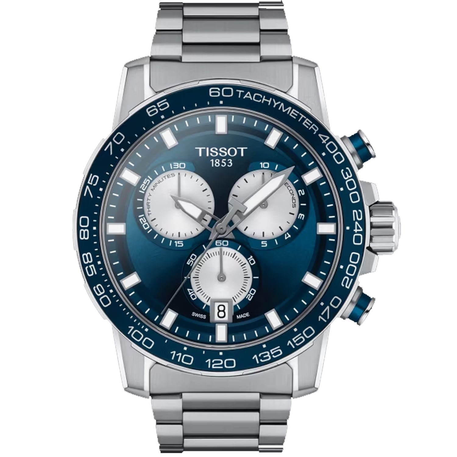 Tissot Supersport Men's Watch, Silver-Tone Stainless Steel, Blue Dial ...
