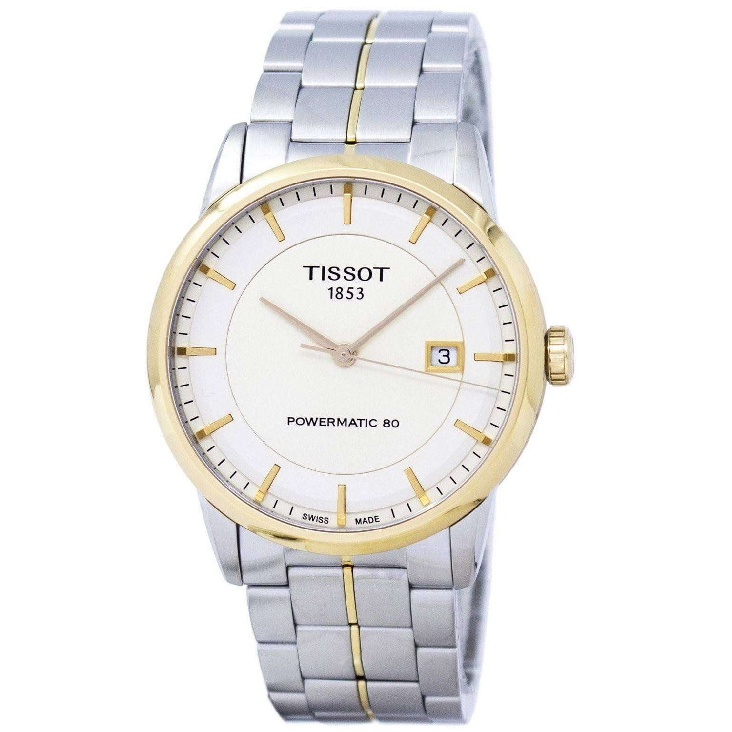 Tissot Powermatic 80 Automatic Men's Watch, Ivory Dial & Gold-tone ...