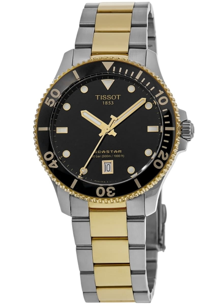 Tissot Seastar 1000 Quartz Black Dial Two-Tone Steel Men's Watch T120.410.22.051.00 - Walmart.com