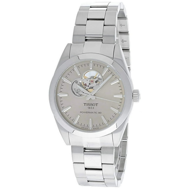 Tissot Men's Gentleman Powermatic 80 Open Heart Grey Dial Watch ...