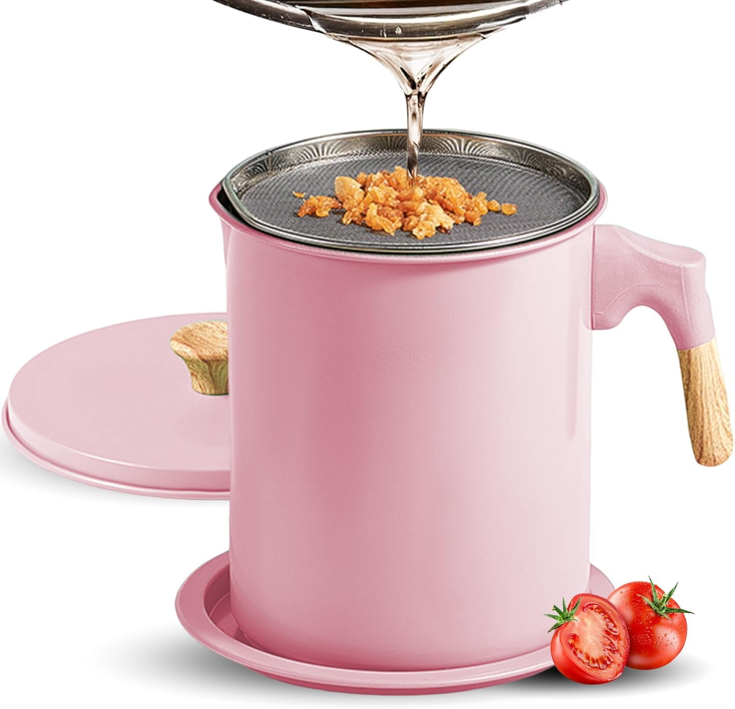 Tissting Bacon Grease Container with Strainer, 47oz/1.4L Oil Strainer ...