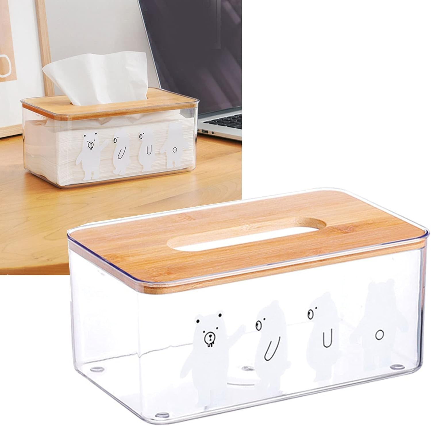 Tissue Box, Adorable Design, Bear Pattern, Easy to Refill, Compact Size ...