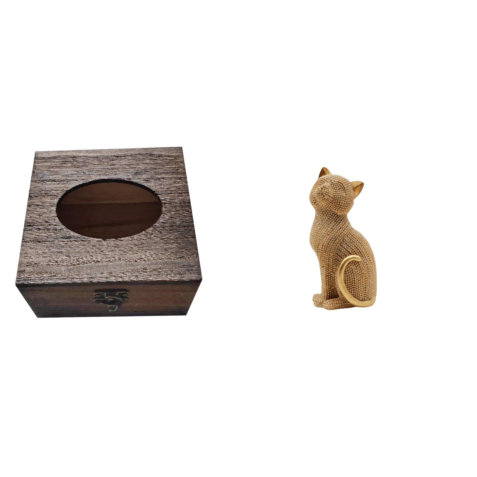 Tissue Box Cat Figurine Organizer Resin Material for Living Room Desk ...