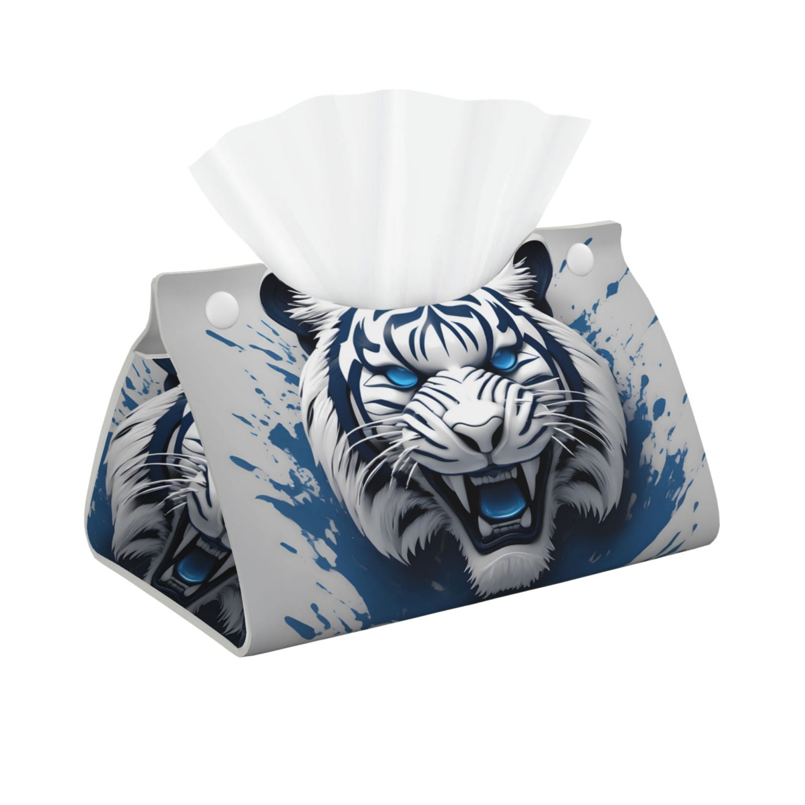 Tissue Box Cover, 3d White And Blue Tiger Leather Rectangular Tissue ...