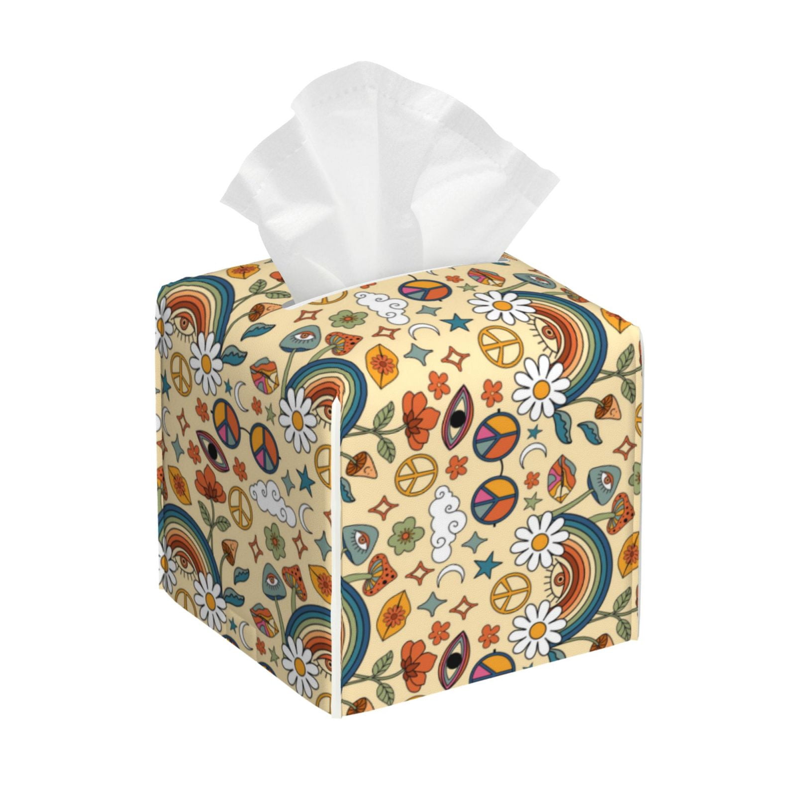 Tissue Box Cover 70s Hippie Style Tissues Boxes Holder Organizer ...