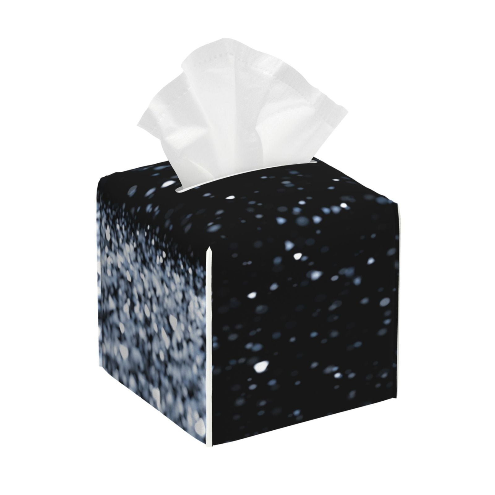 Tissue Box Cover, Abstract Glitter Sparkle Black Leather Tissue Box ...