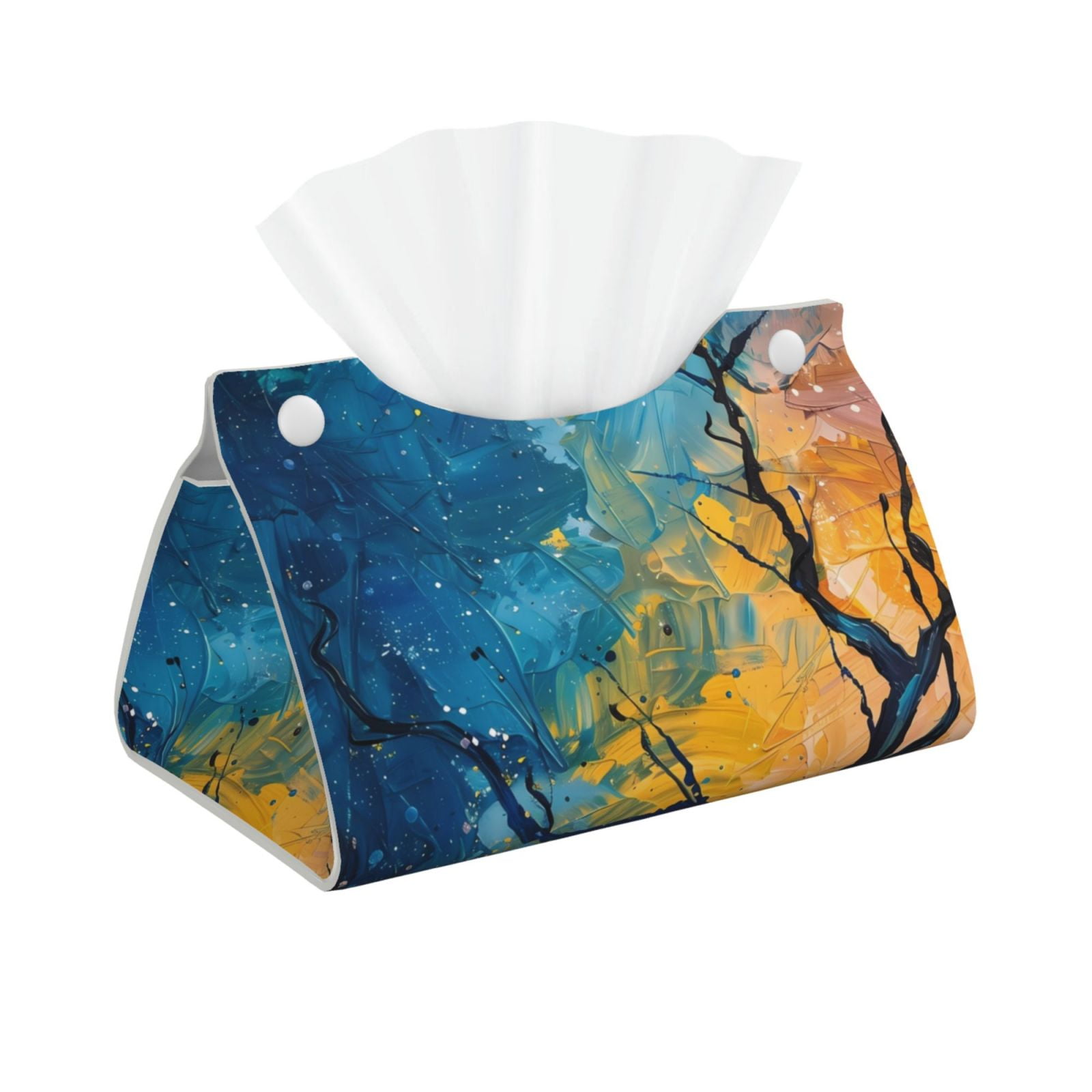 Tissue Box Cover, Abstract Night Sky Tree Rectangular Leather Tissue ...