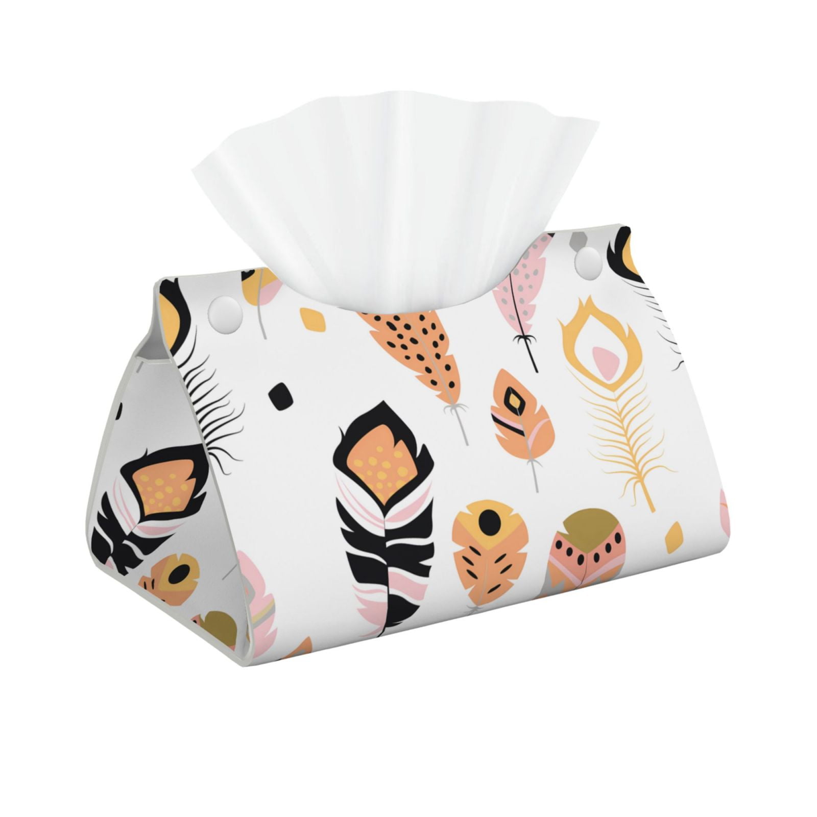 Tissue Box Cover, Abstract Pastel Feather Pattern Rectangular Leather ...