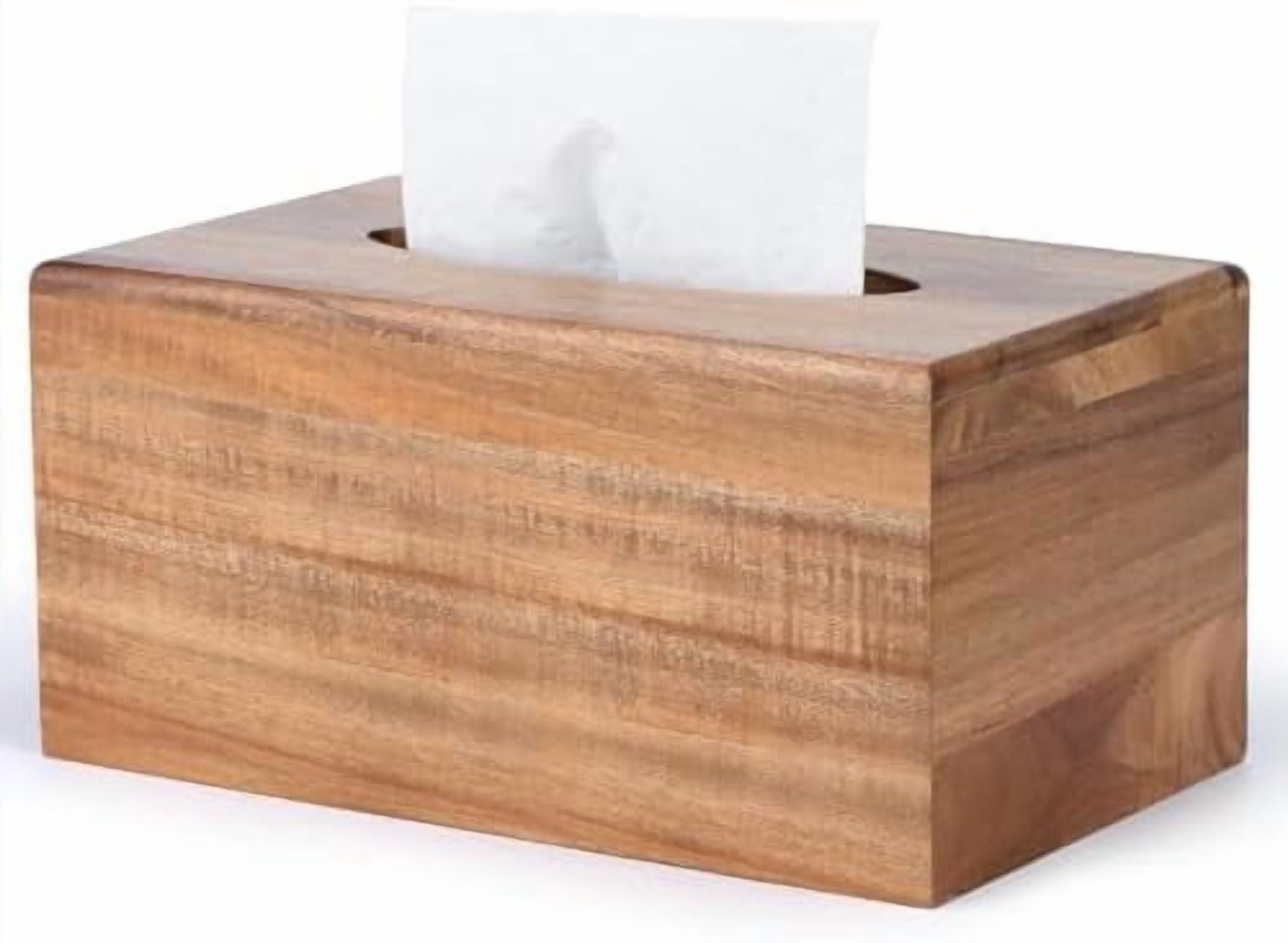 Tissue Box Cover, Acacia Wood Tissue Box Holder with Slide-Out Bottom ...