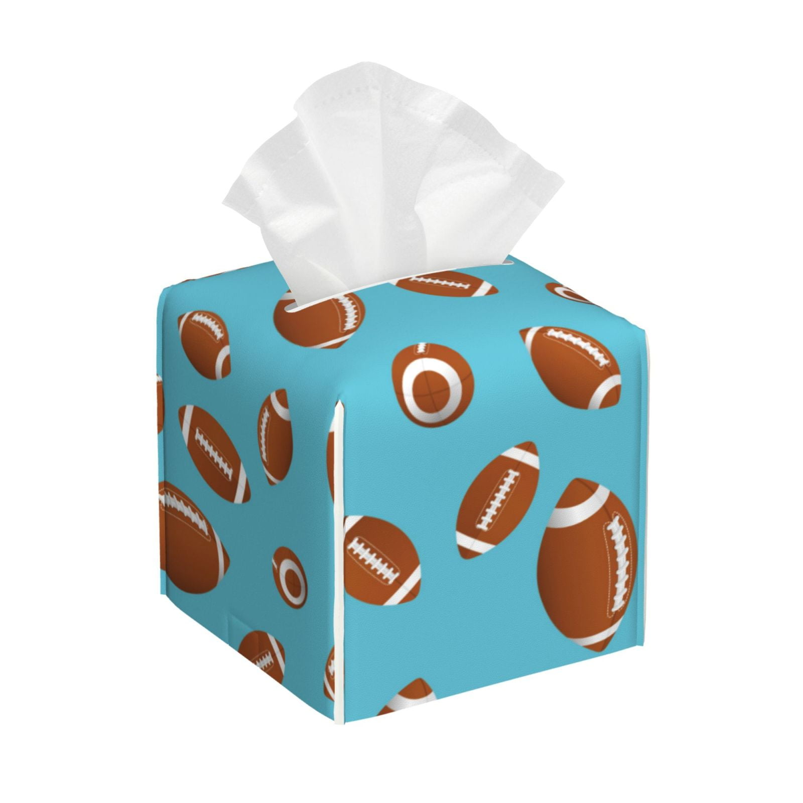 Tissue Box Cover, American football blue cute Leather Tissue Box Holder ...