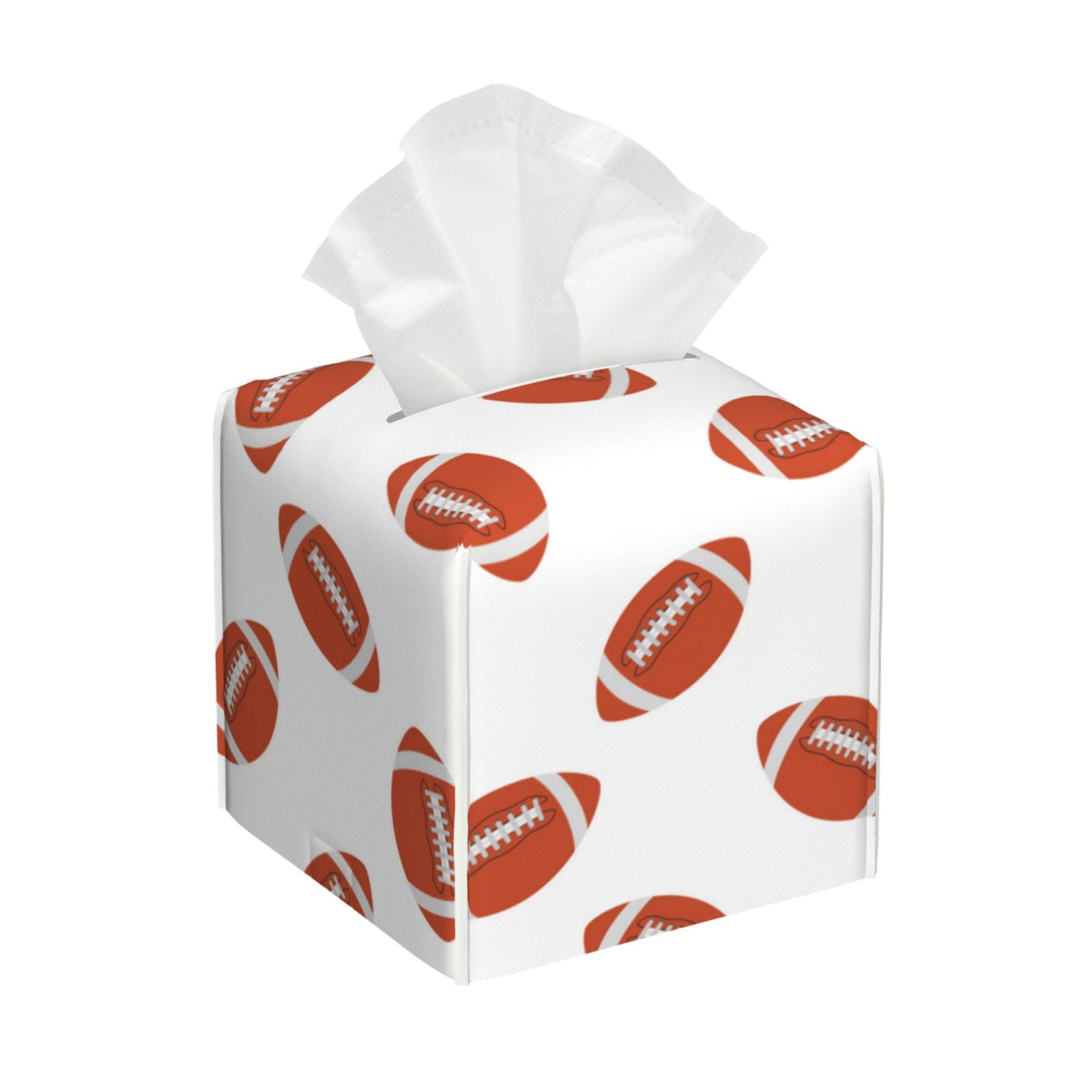 Tissue Box Cover, American football white cute Leather Tissue Box ...