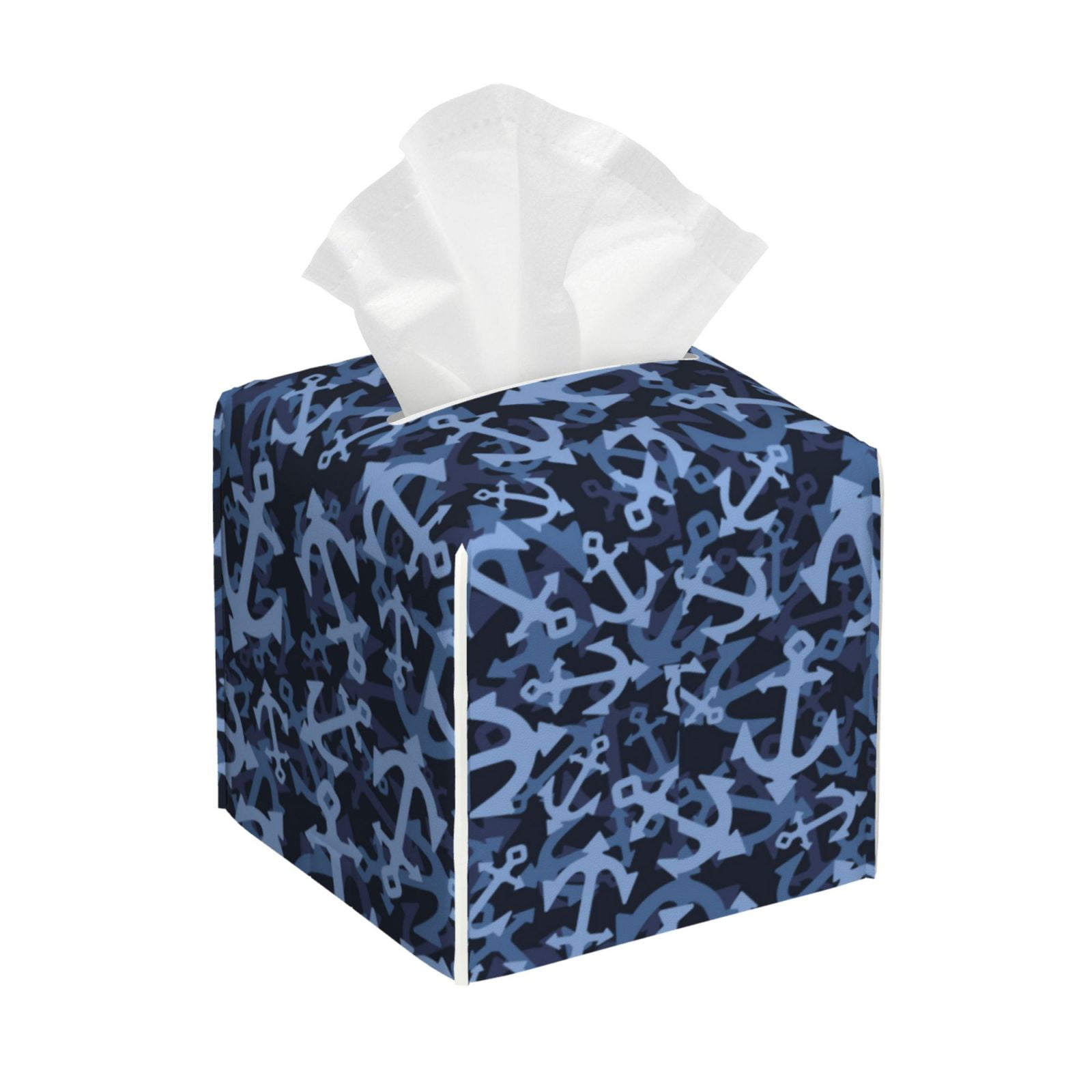 Tissue Box Cover, Anchors Ship Leather Tissue Box Holder - Tissue Case ...