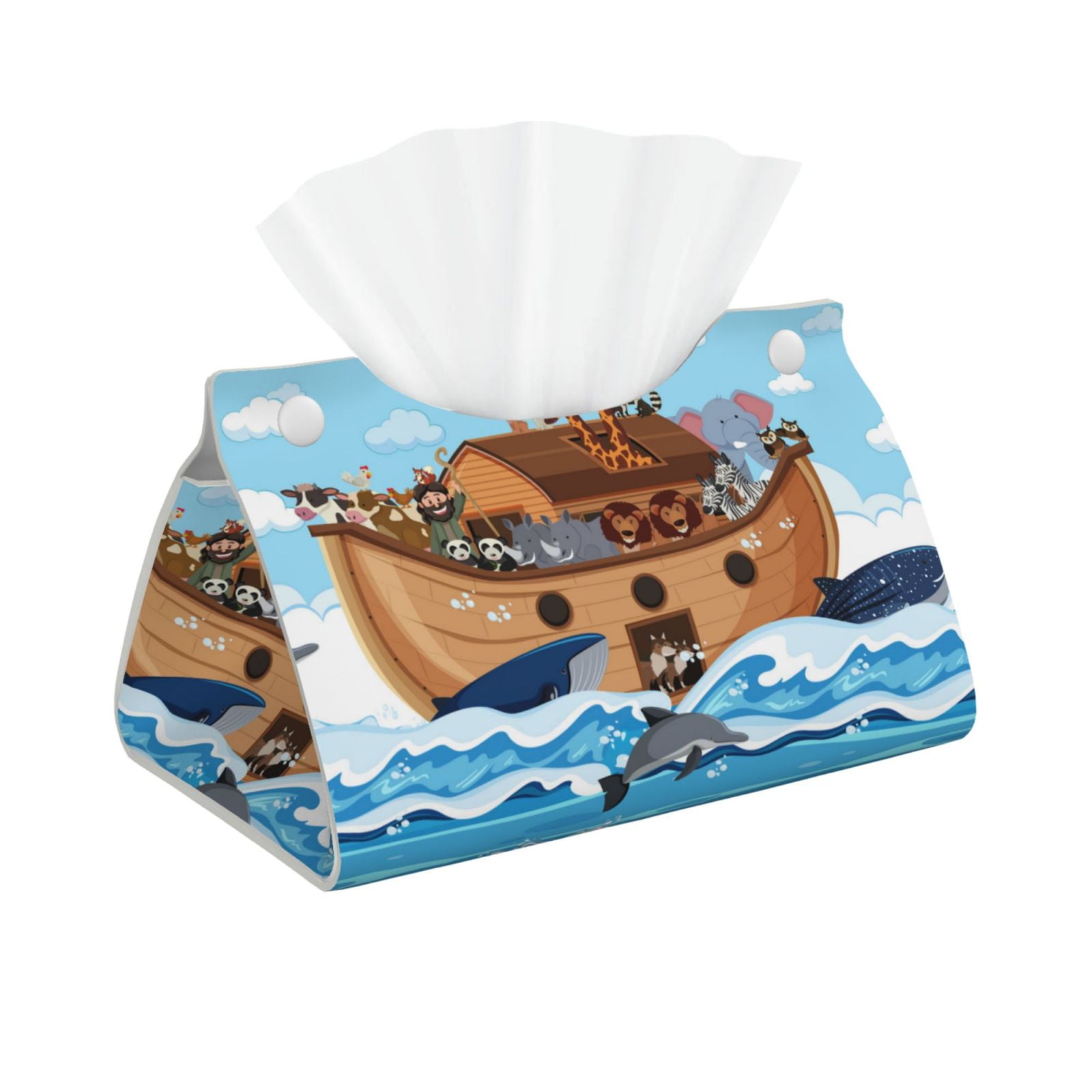 Tissue Box Cover Animals on Noah's Ark Tissues Boxes Holder Organizer ...