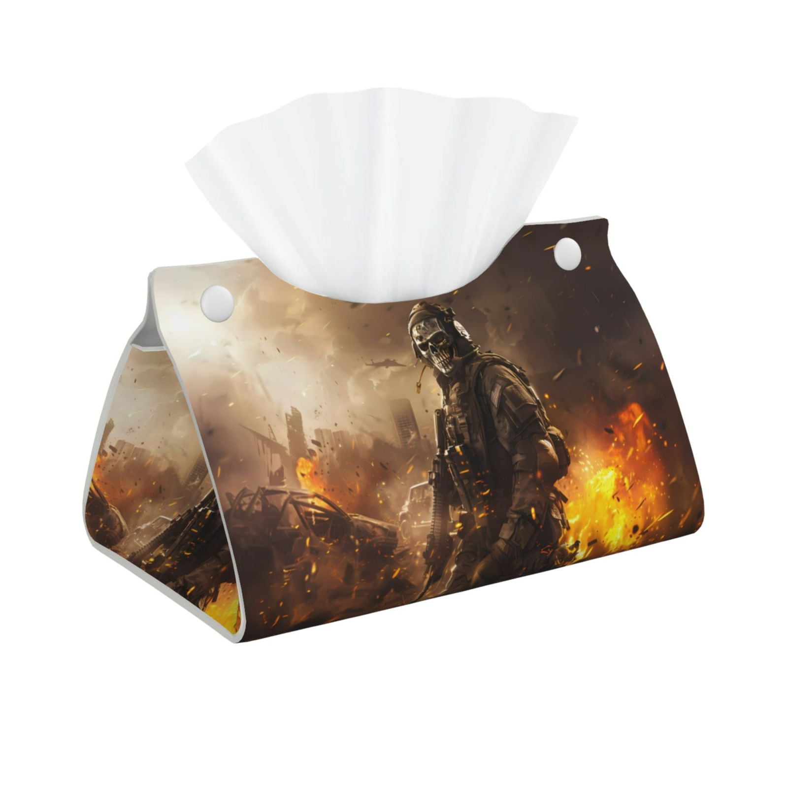 Tissue Box Cover, Apocalyptic Skull Soldier Rectangular Leather Tissue ...